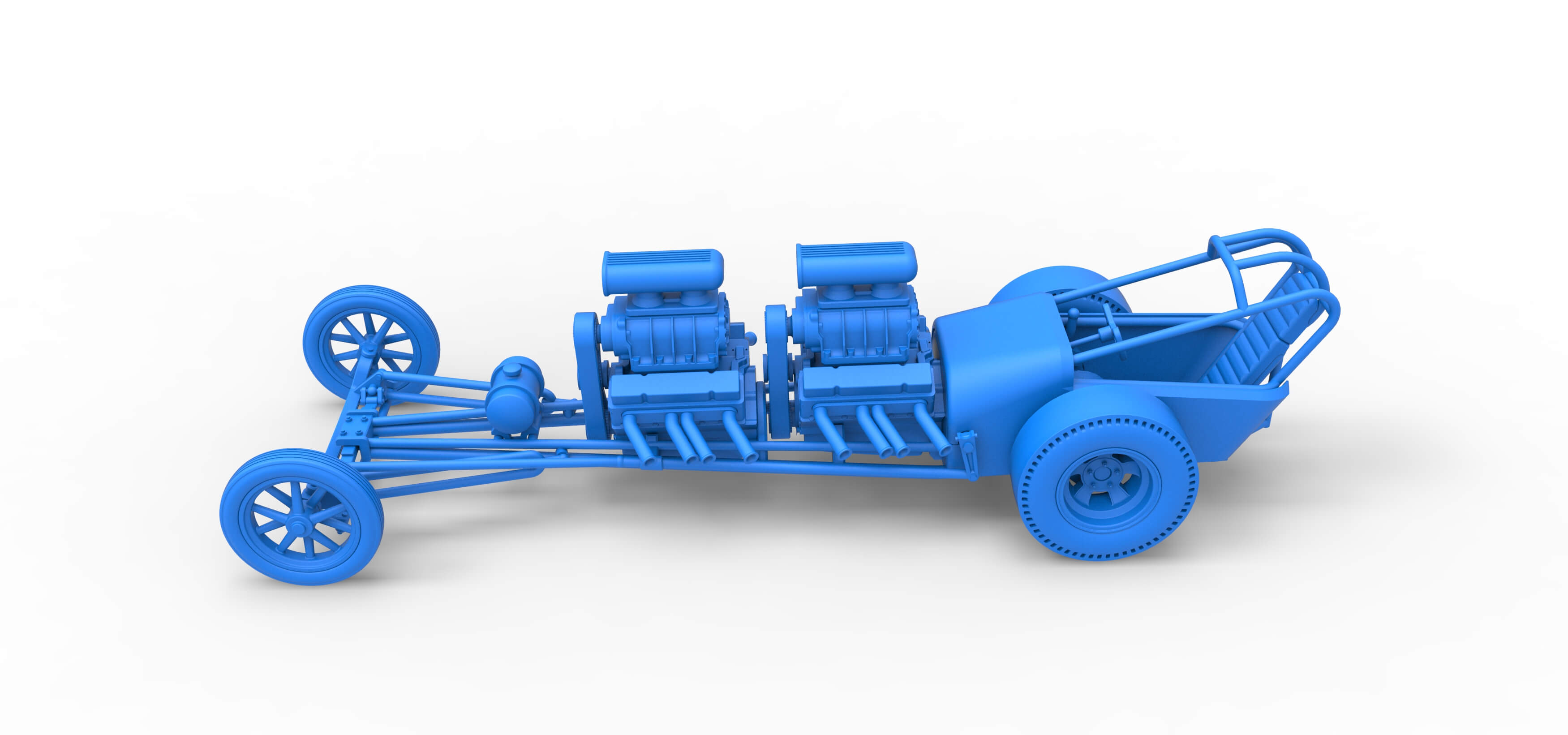Front Engine Old School Dragster With 2 V8 Version 2 1:25 - 3D Model by ...