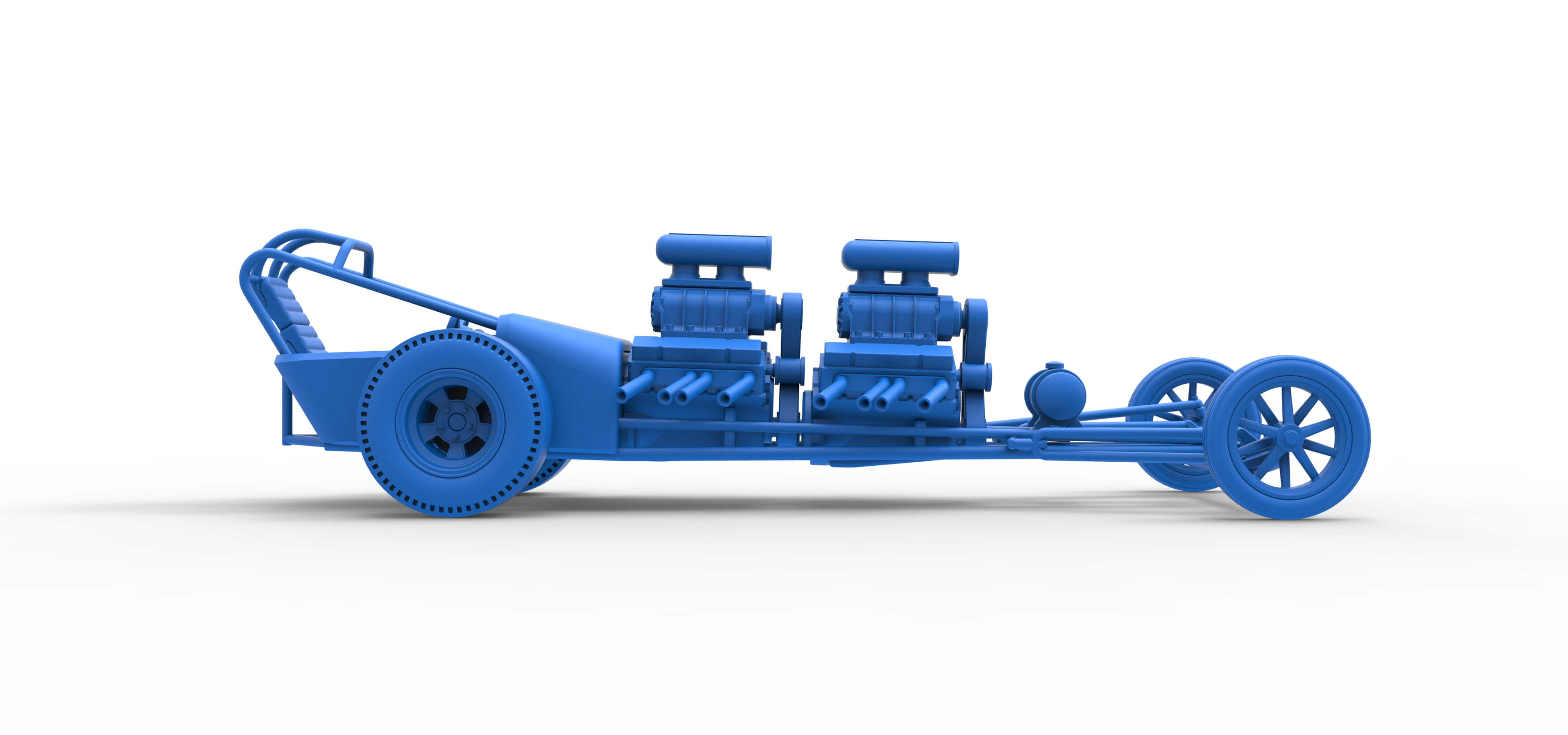 Front Engine Old School Dragster With 2 V8 Version 2 1:25 - 3D Model by ...