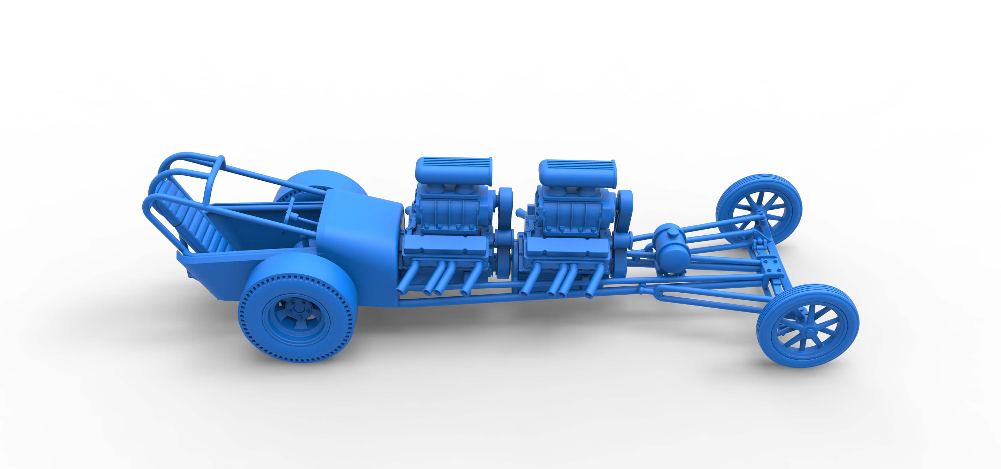 Front Engine Old School Dragster With 2 V8 Version 2 1:25 - 3D Model by ...