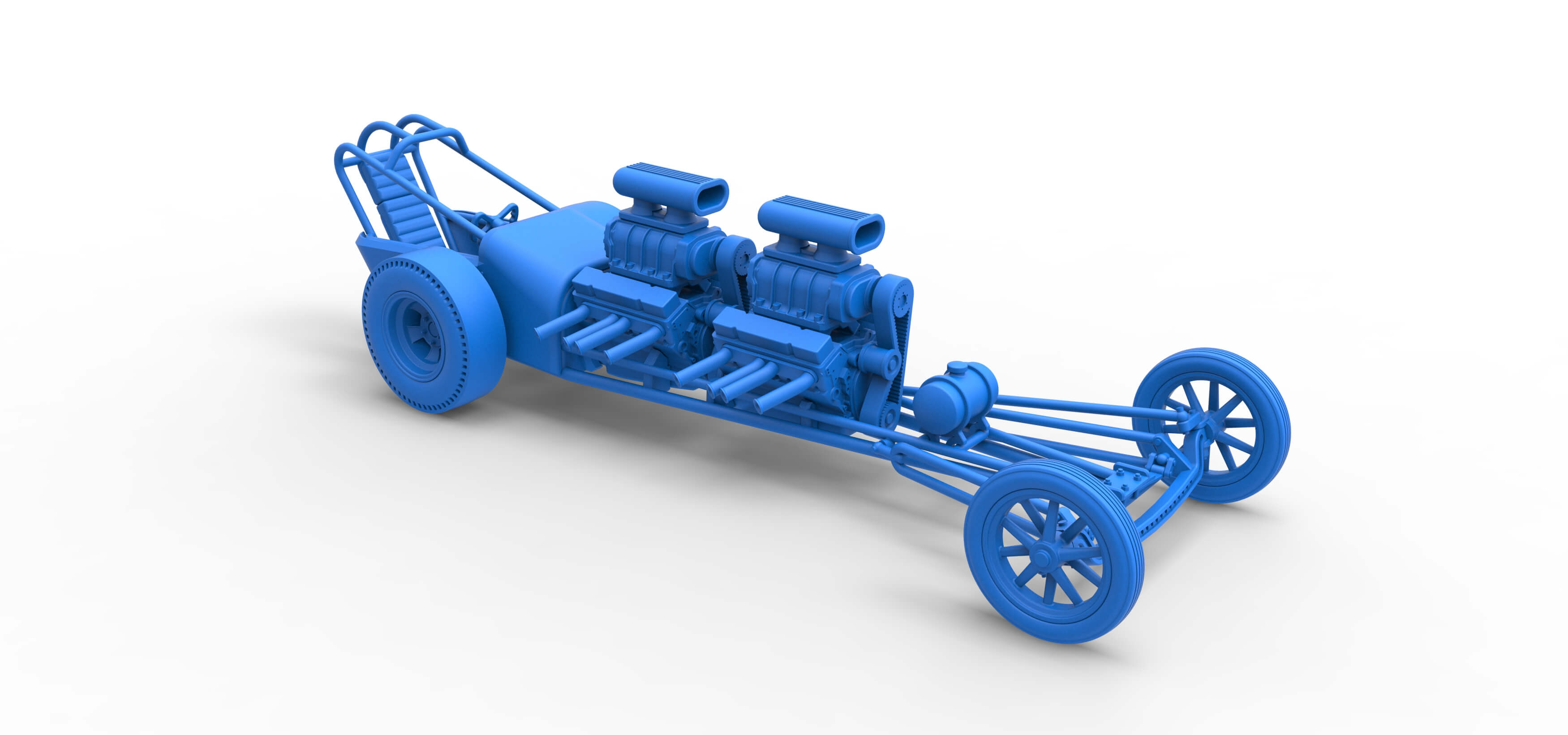 Front Engine Old School Dragster With 2 V8 Version 2 1:25 - 3D Model by ...