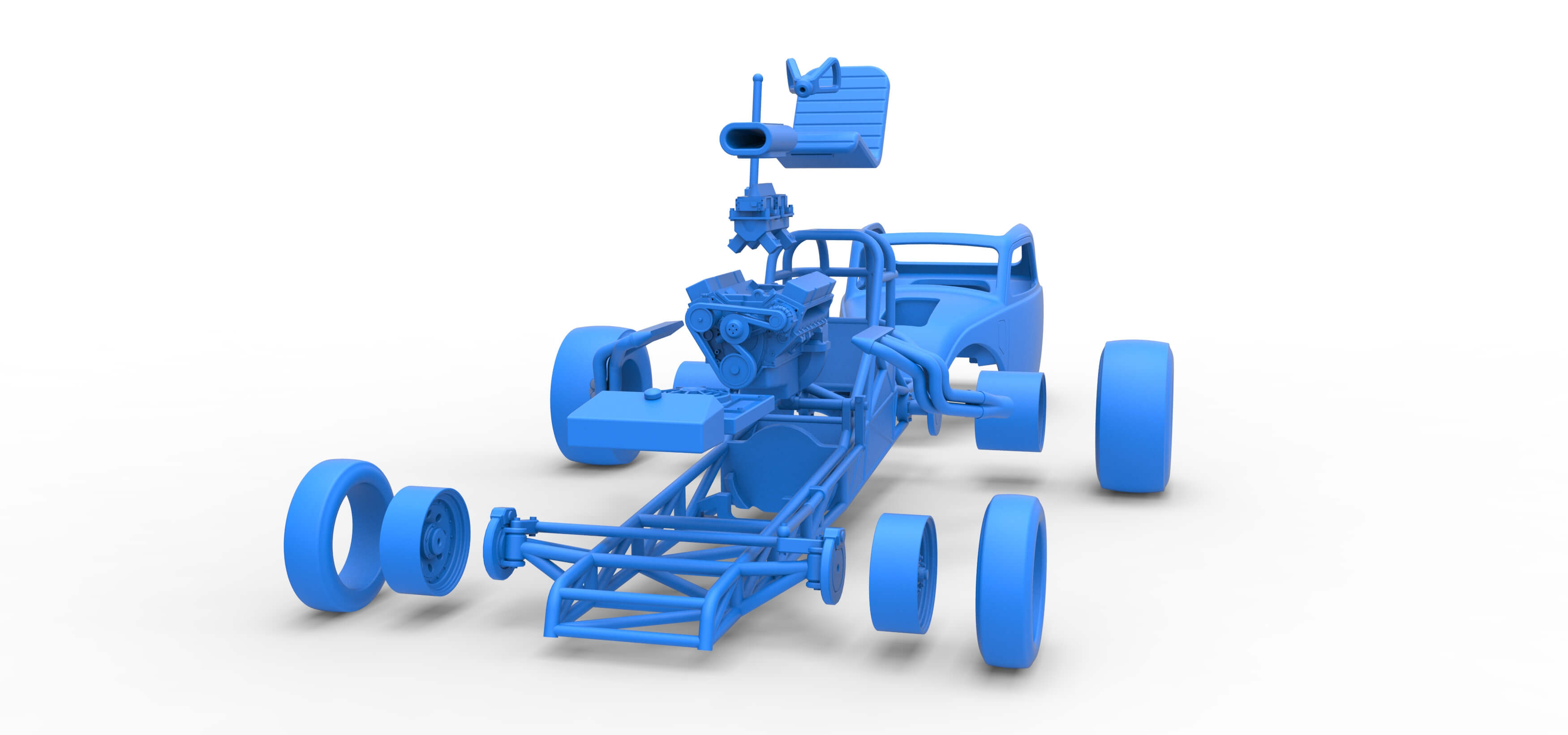 Front Engine Old School Dragster with Shell V11 Scale 1:25 - 3D Model ...