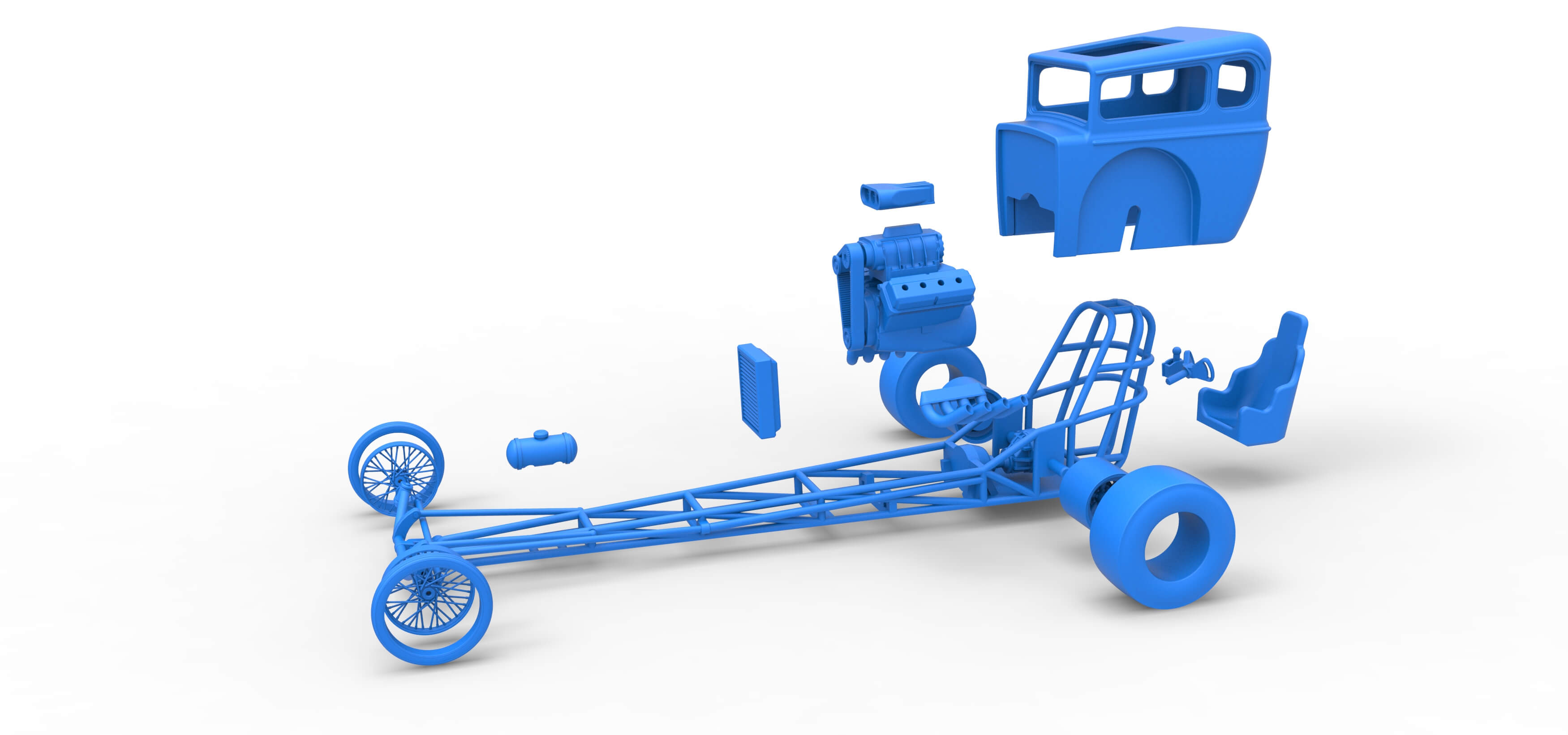 Front Engine Old School Dragster With Shell V7 1:25 - 3D Model by ...