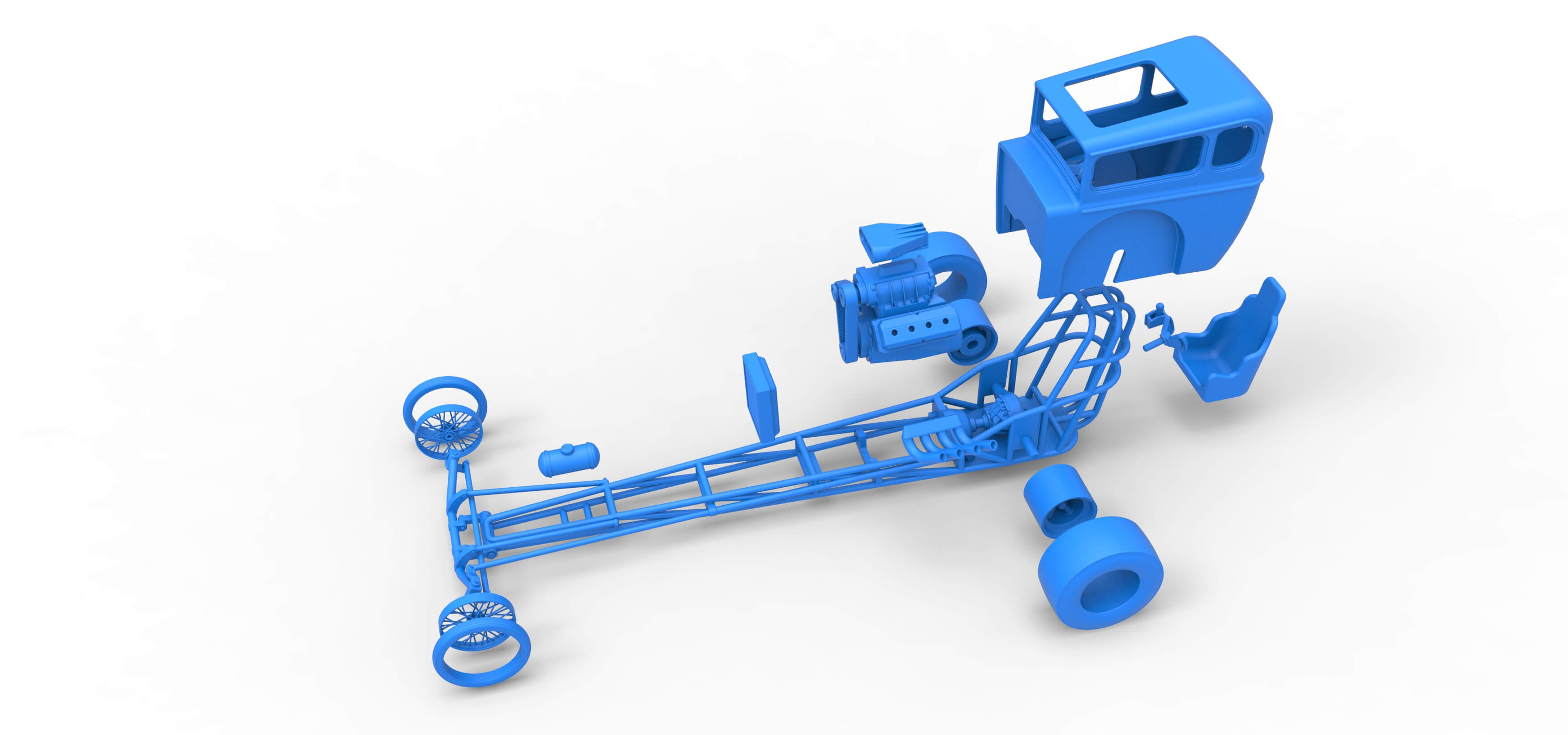 Front Engine Old School Dragster With Shell V7 1:25 - 3D Model by ...