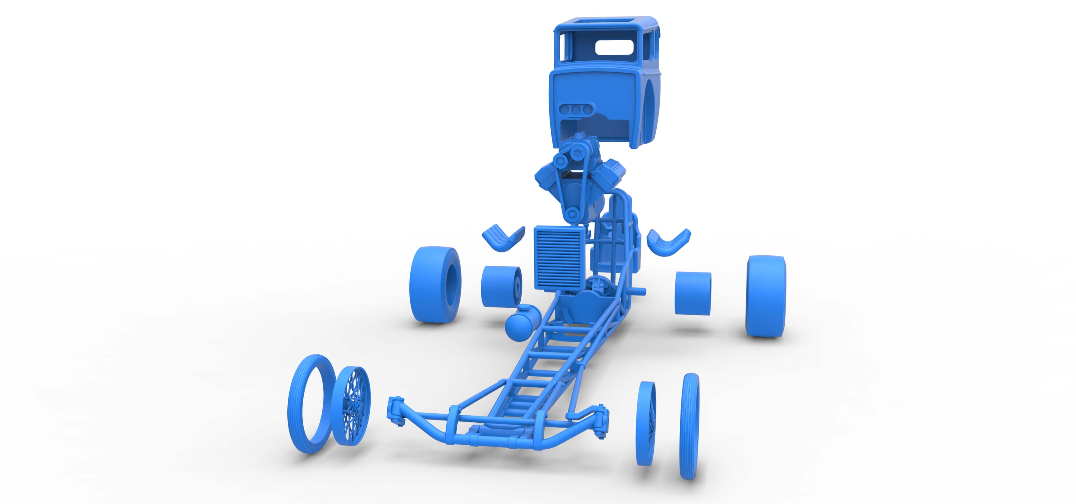 Front Engine Old School Dragster With Shell V7 1:25 - 3D Model by ...