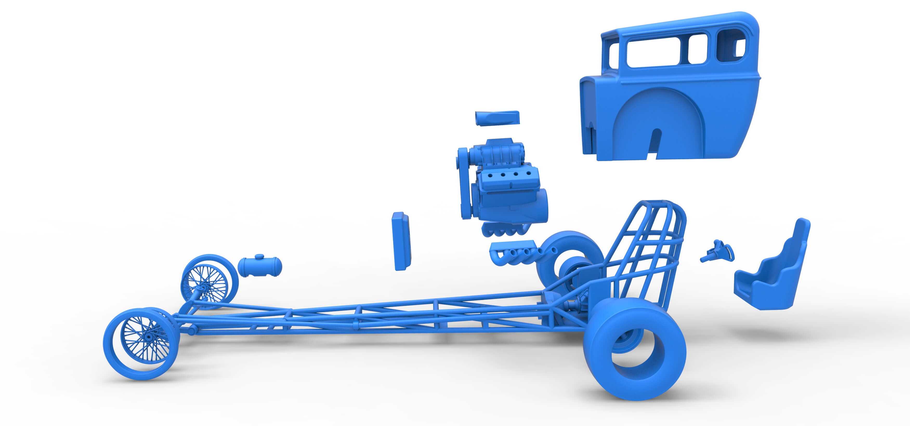 Front Engine Old School Dragster With Shell V7 1:25 - 3D Model by ...