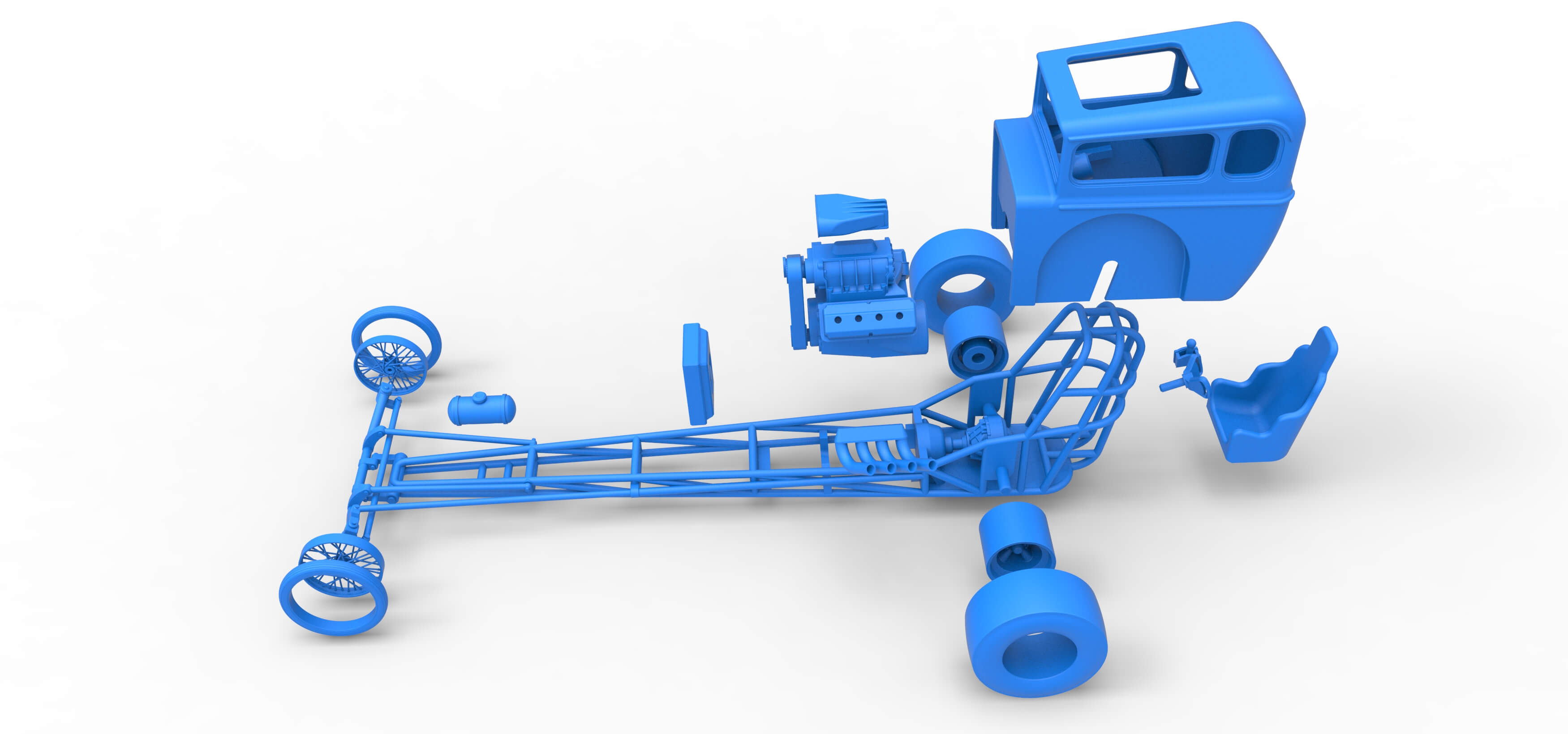 Front Engine Old School Dragster With Shell V7 1:25 - 3D Model by ...