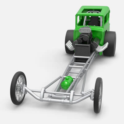 Front Engine Old School Dragster With Shell V7 1:25 - 3D Model by ...