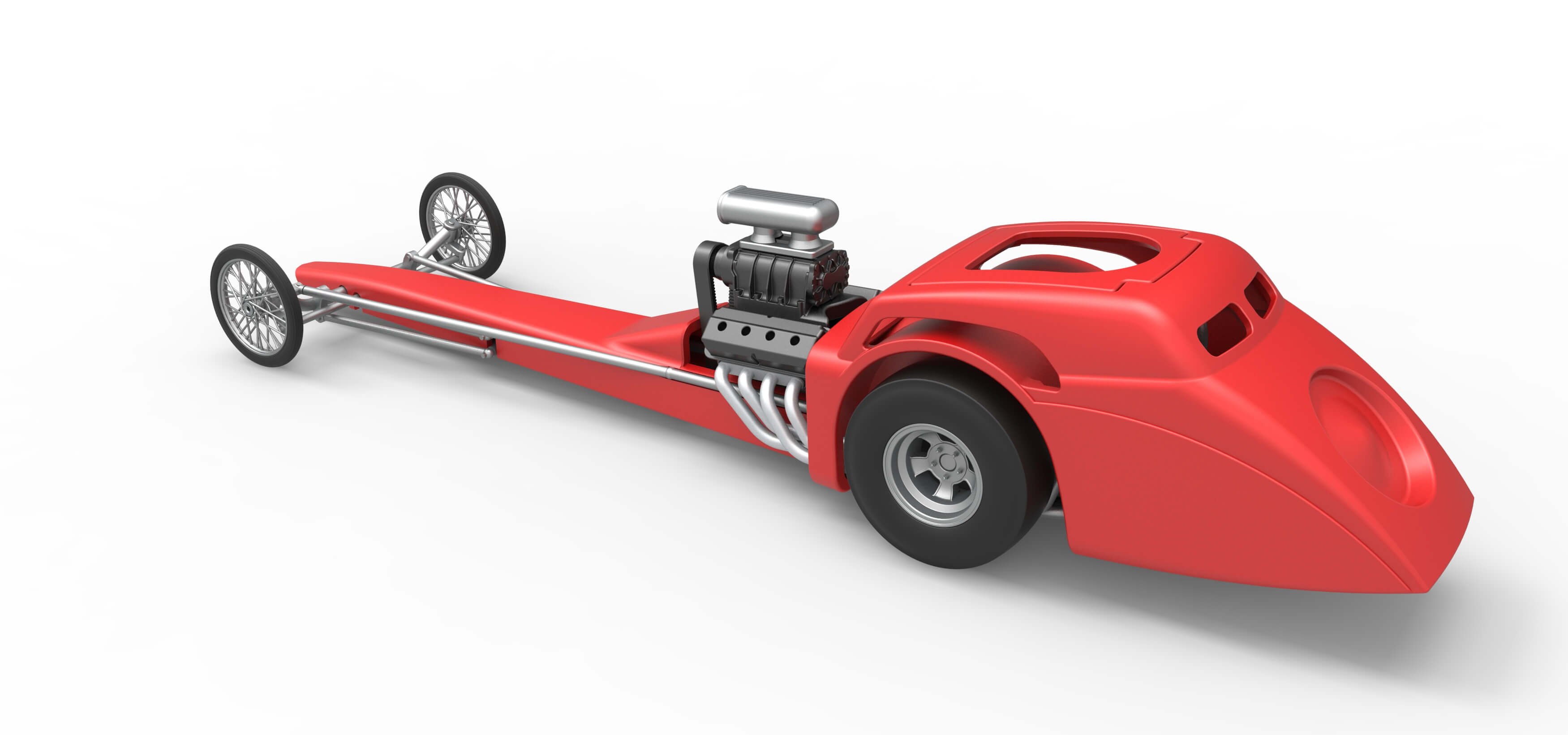 Front Engine Old School Dragster With Shell V8 1:25 - 3D Model by ...