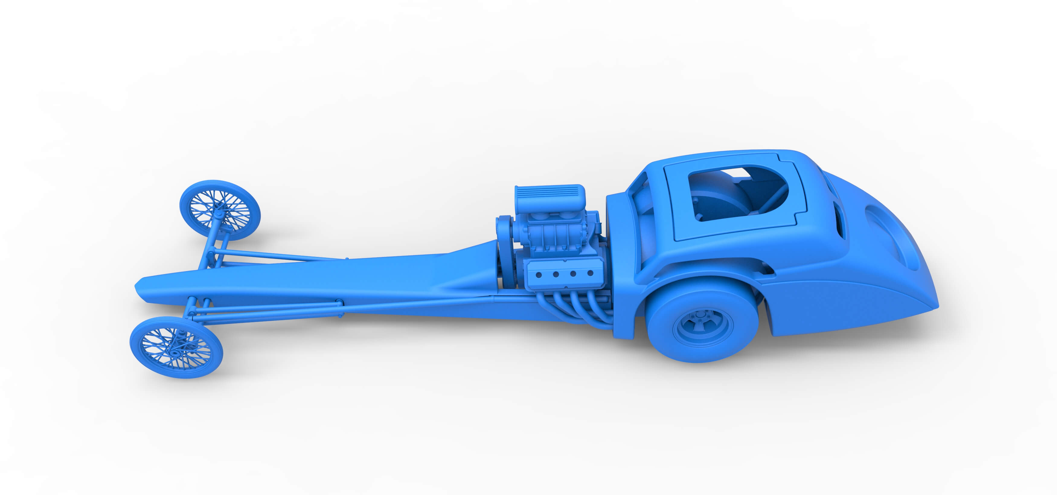 Front Engine Old School Dragster With Shell V8 1:25 - 3D Model by ...