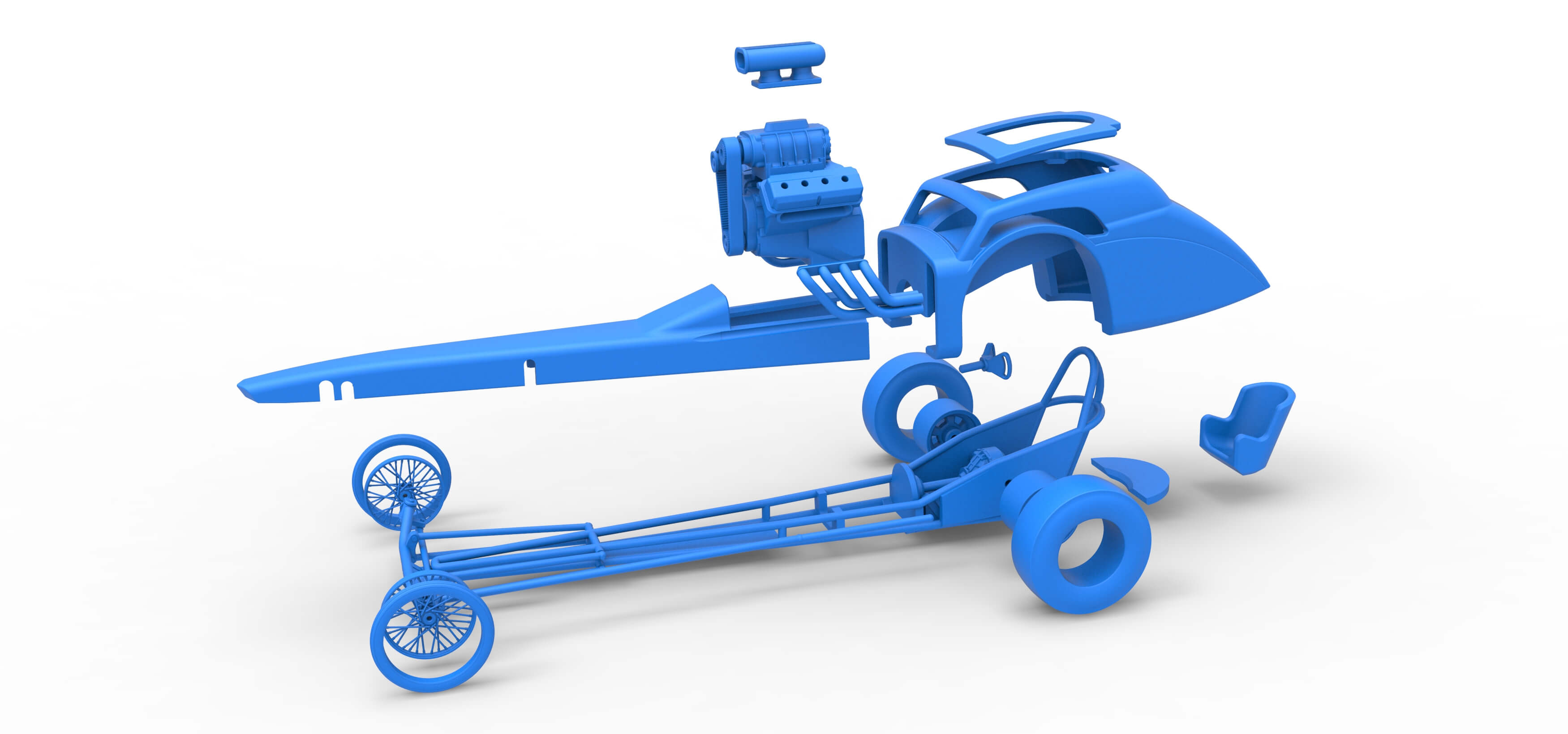 Front Engine Old School Dragster With Shell V8 1:25 - 3D Model by ...