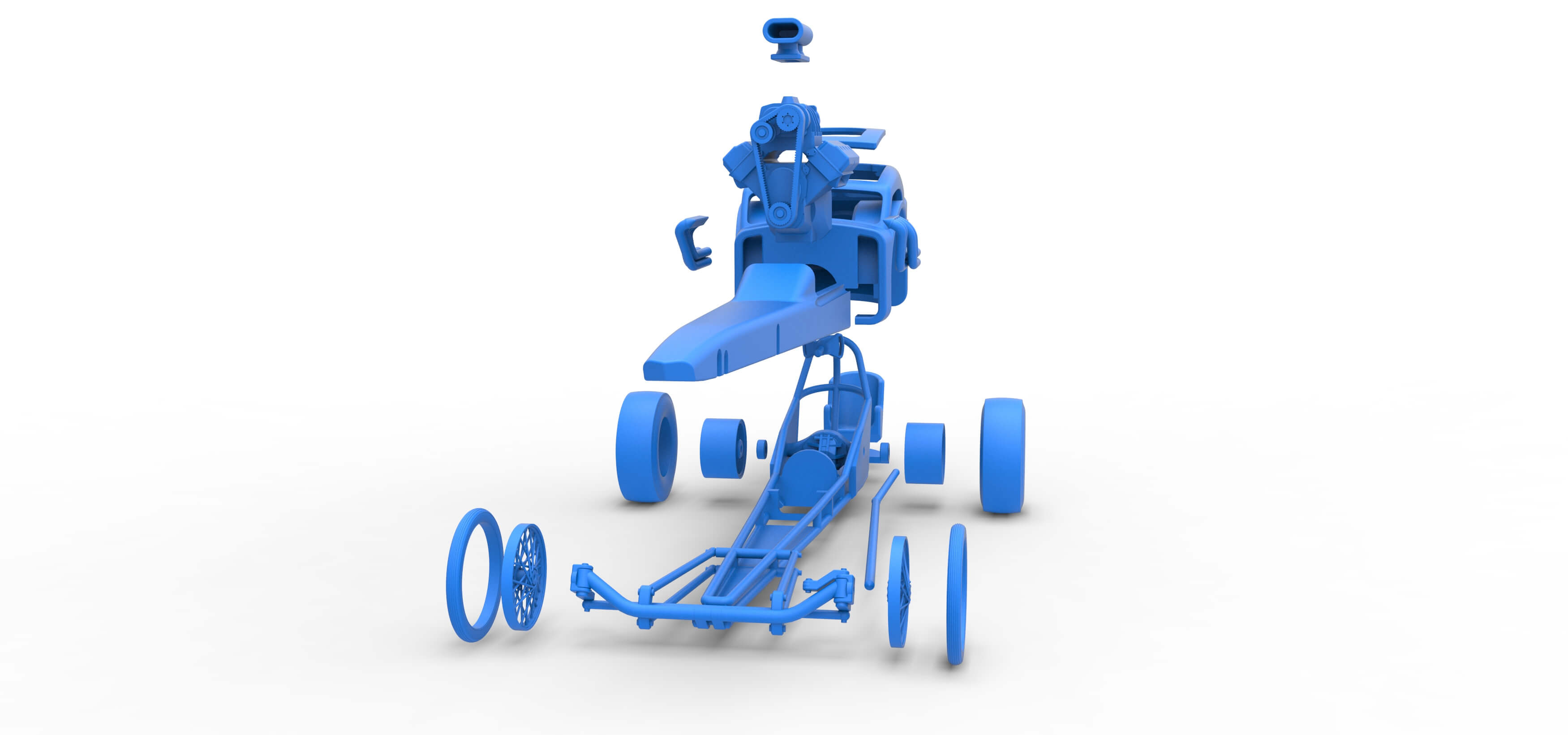 Front Engine Old School Dragster With Shell V8 1:25 - 3D Model by ...