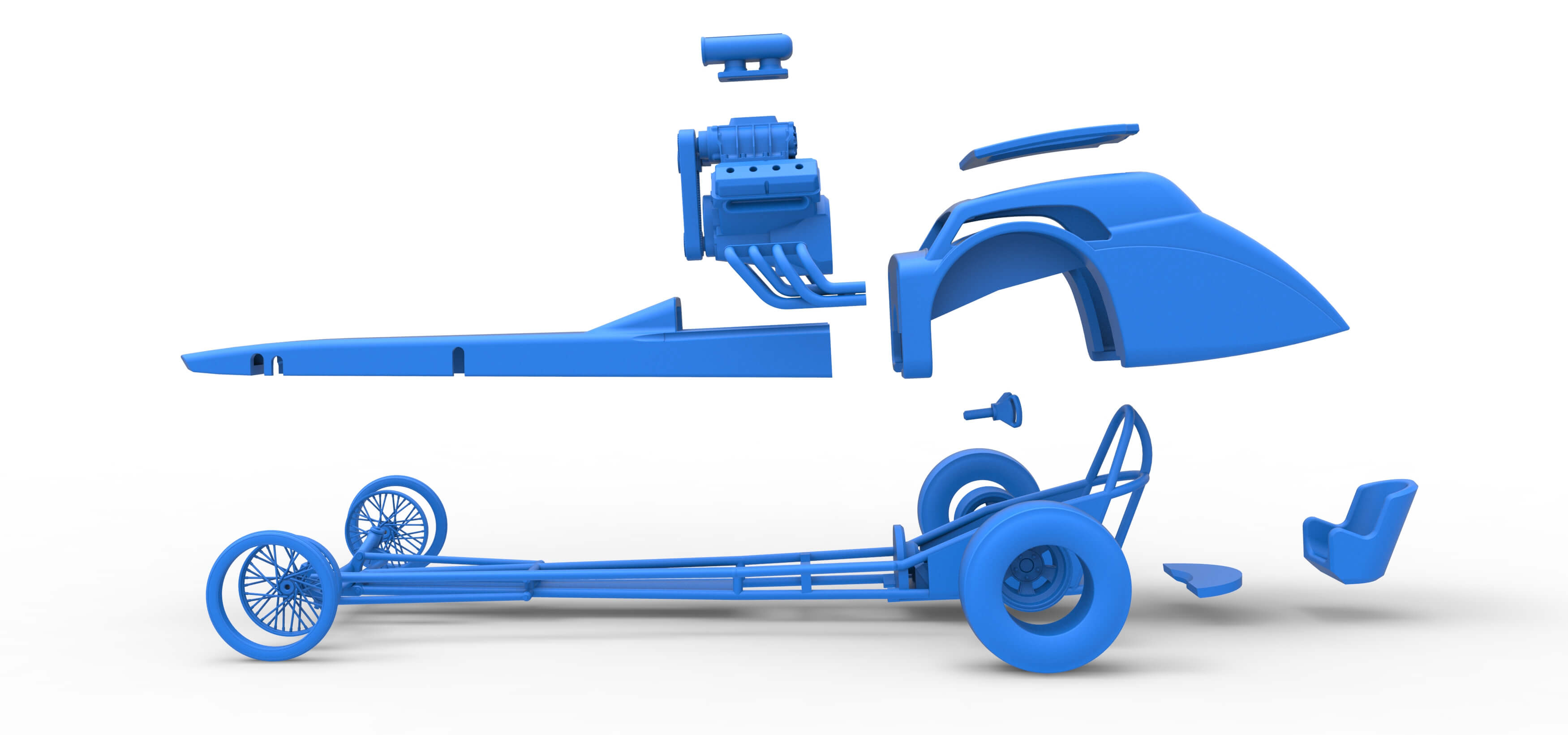 Front Engine Old School Dragster With Shell V8 1:25 - 3D Model by ...