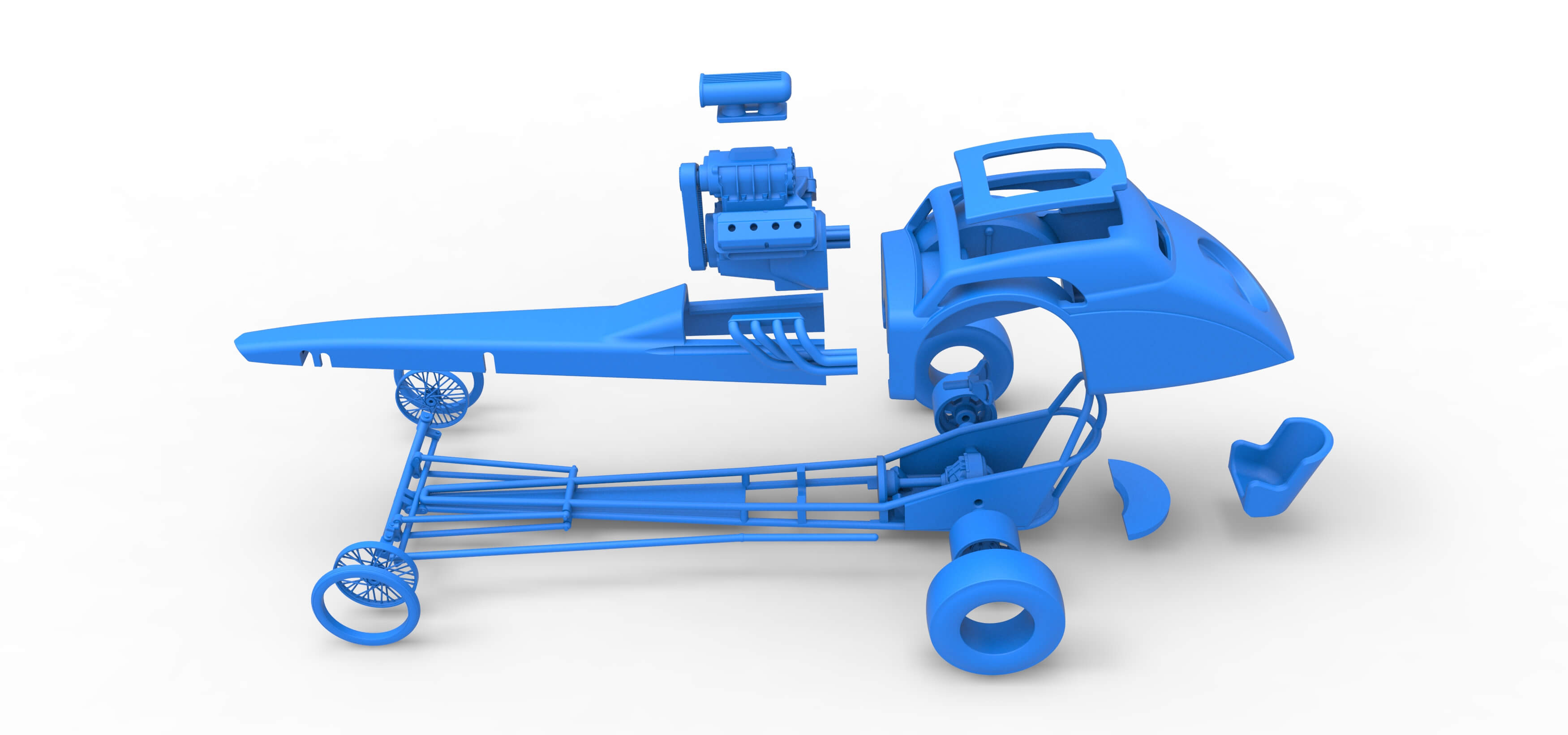 Front Engine Old School Dragster With Shell V8 1:25 - 3D Model by ...