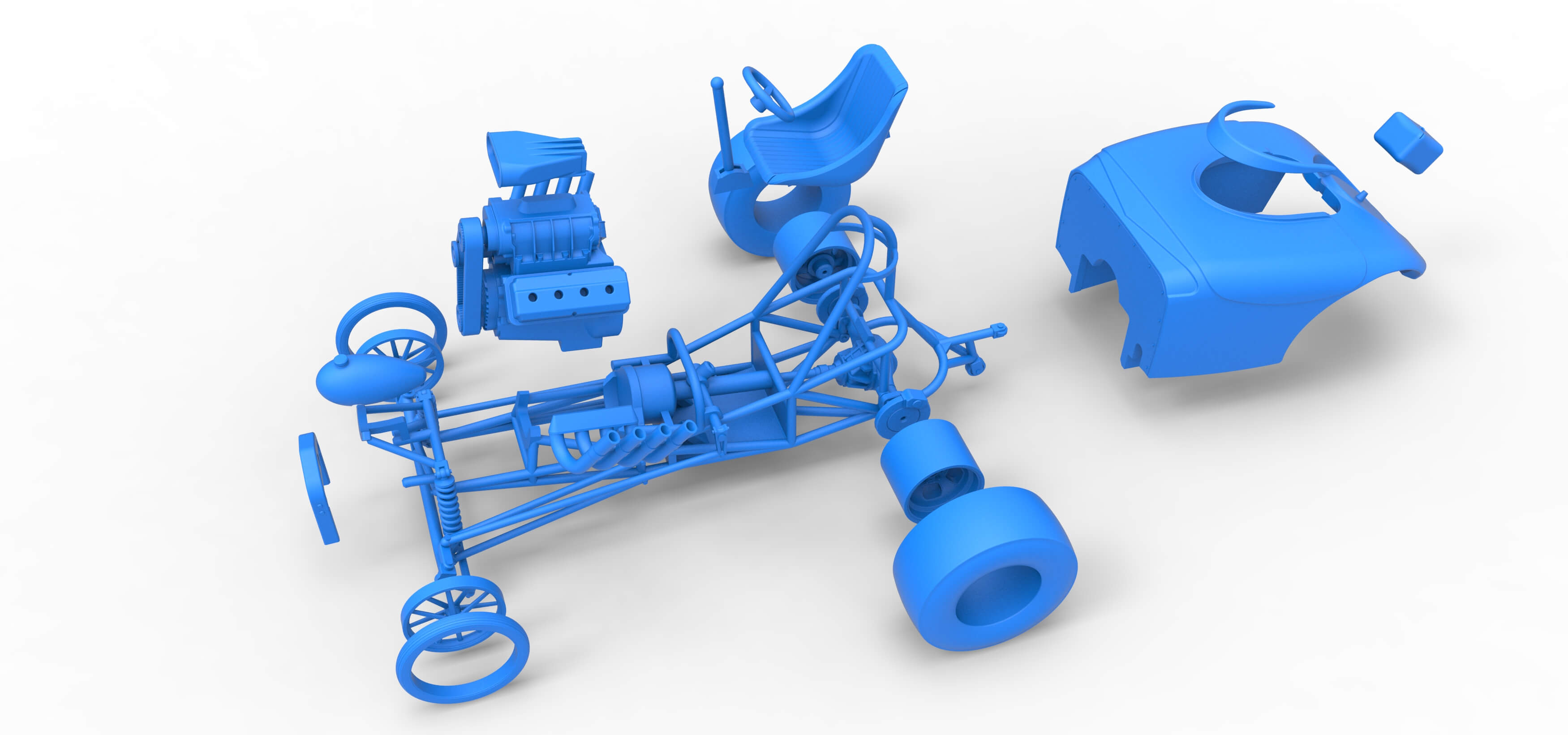 Front Engine Old School Dragster with Shell V9 Scale 1:25 - 3D Model by ...