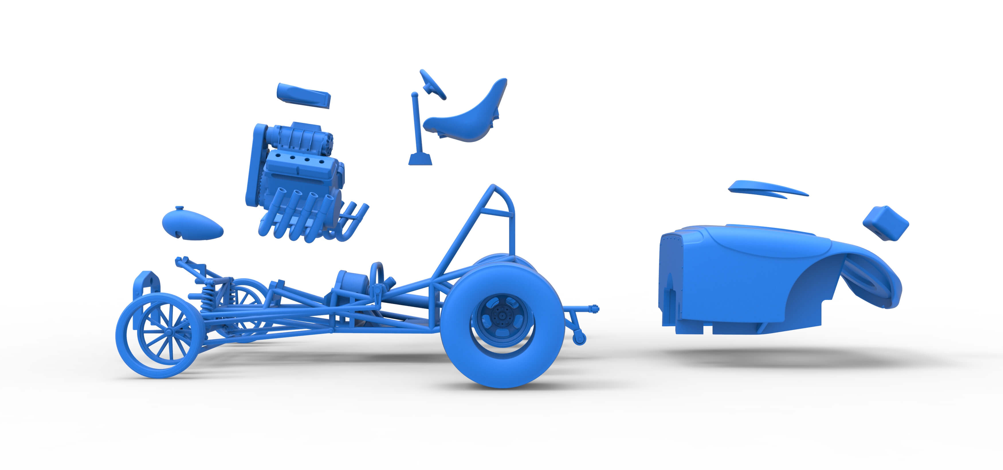 Front Engine Old School Dragster with Shell V9 Scale 1:25 - 3D Model by ...