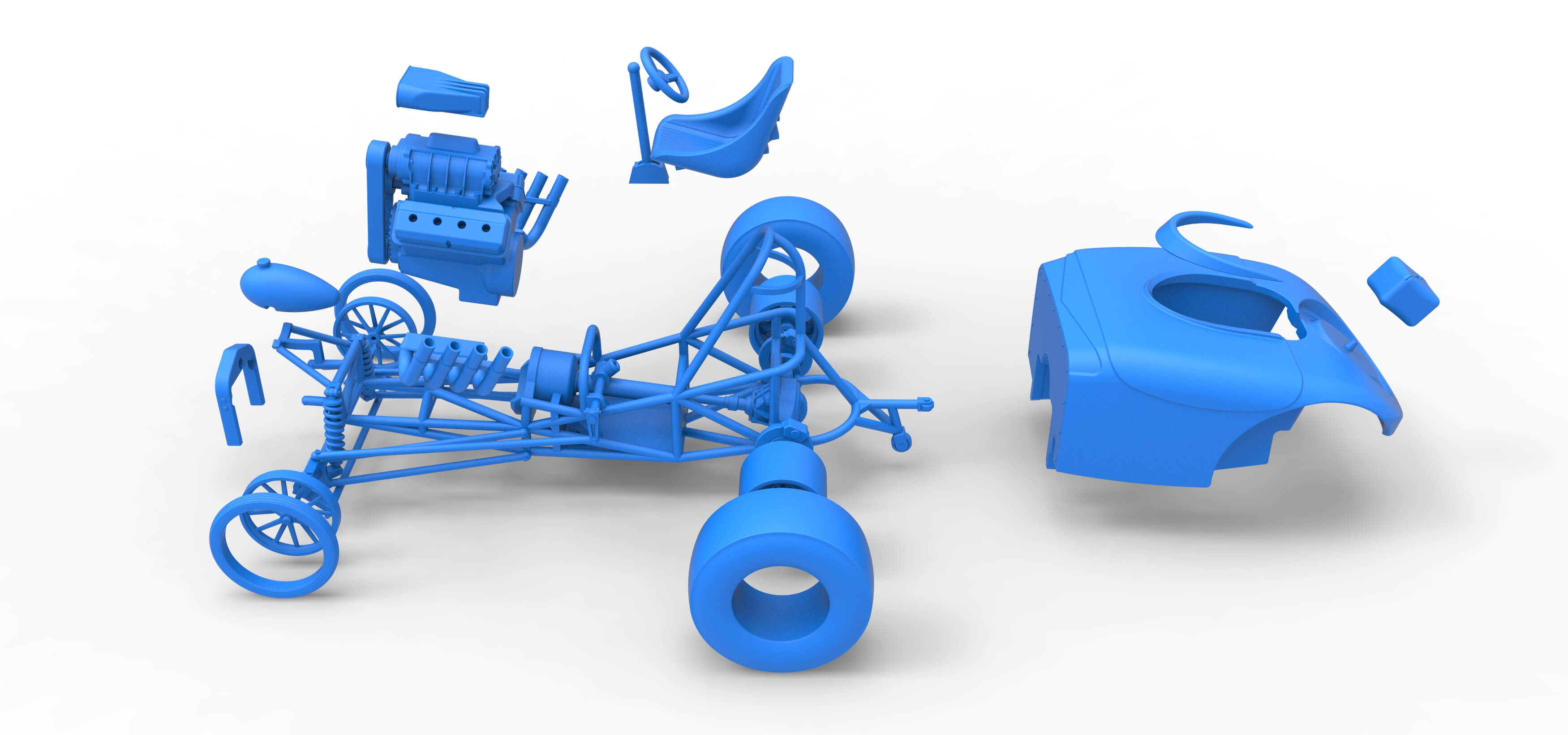 Front Engine Old School Dragster with Shell V9 Scale 1:25 - 3D Model by ...