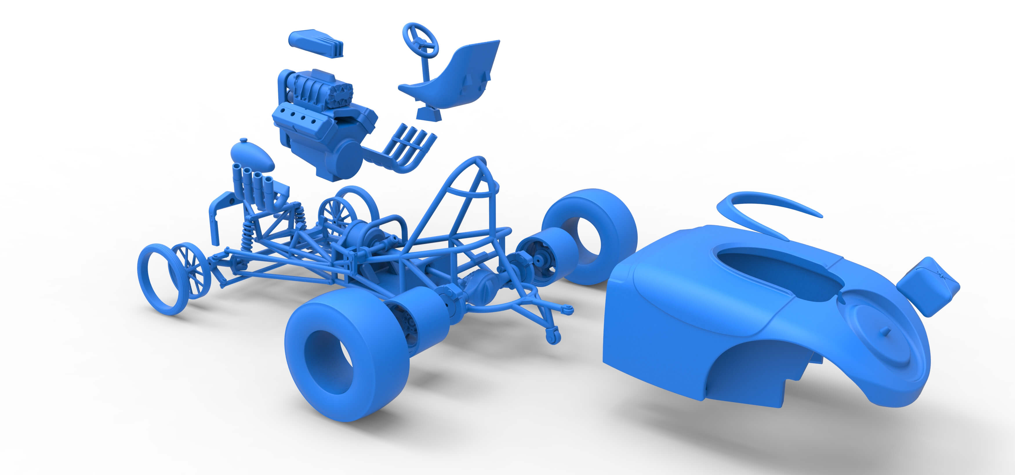 Front Engine Old School Dragster with Shell V9 Scale 1:25 - 3D Model by ...