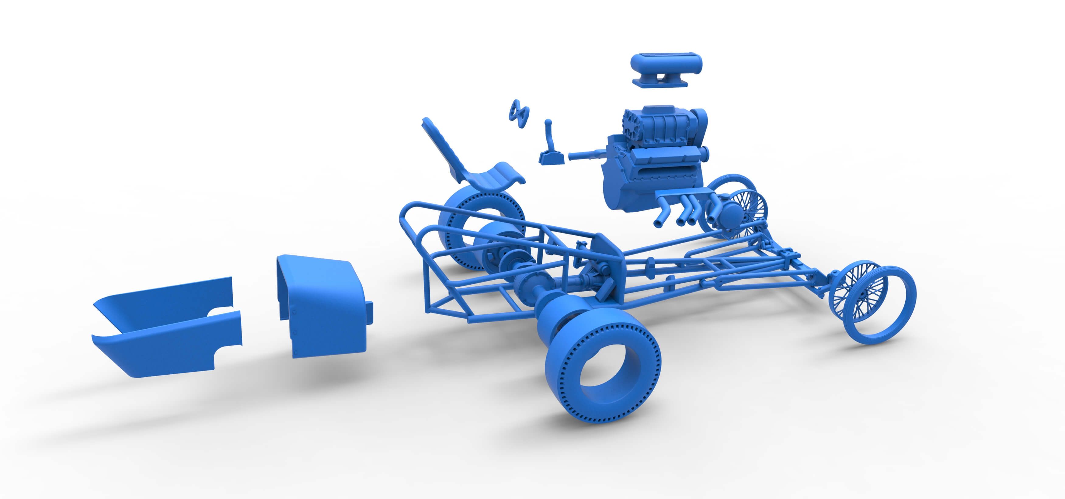 Front Engine Old School Dragster With V8 Scale 1:25 - 3D Model by ...