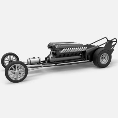 Front Engine Vintage Dragster with V12 Scale 1:25 - 3D Model by ...