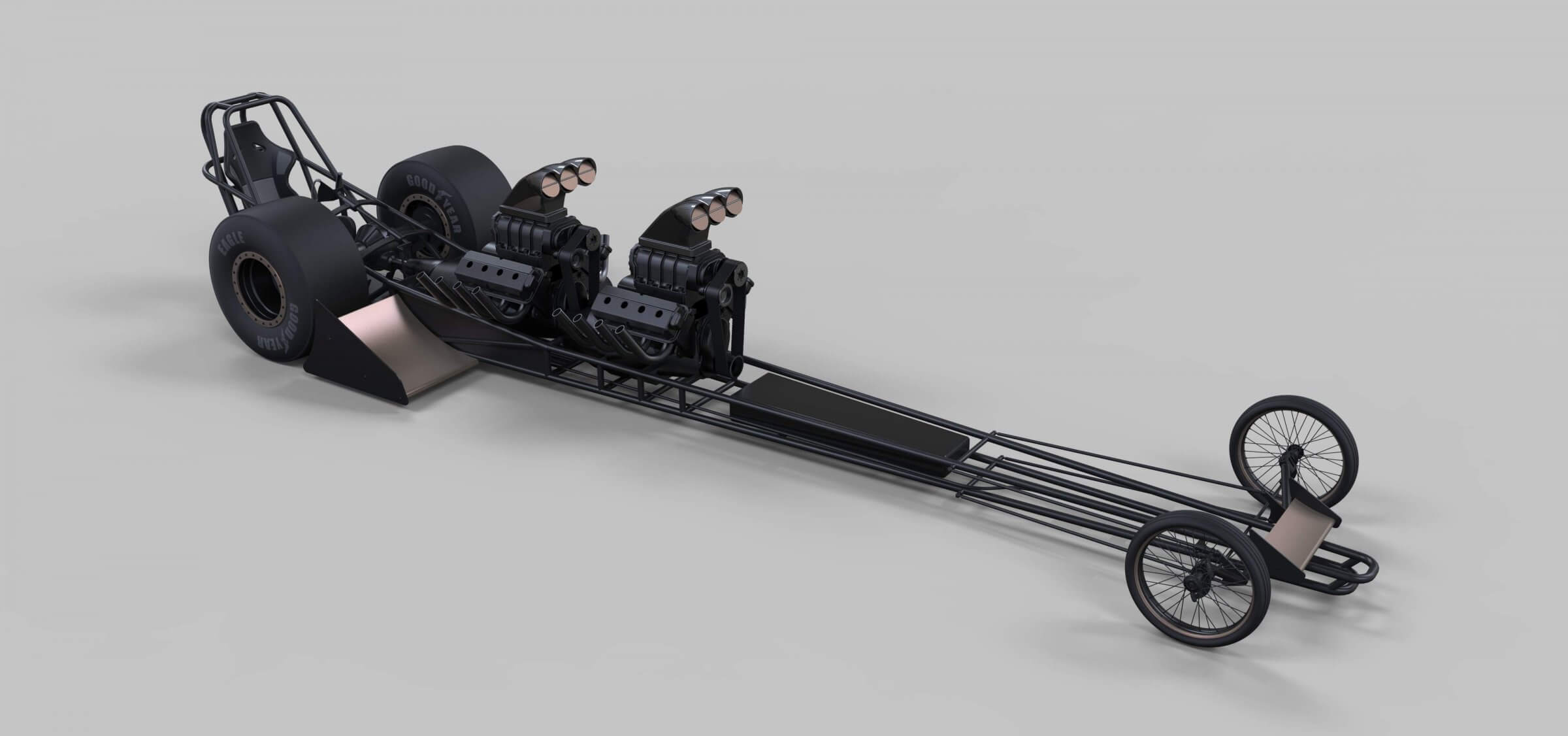 Front Twin Engine Dragster - 3D Model by TechItemsRock