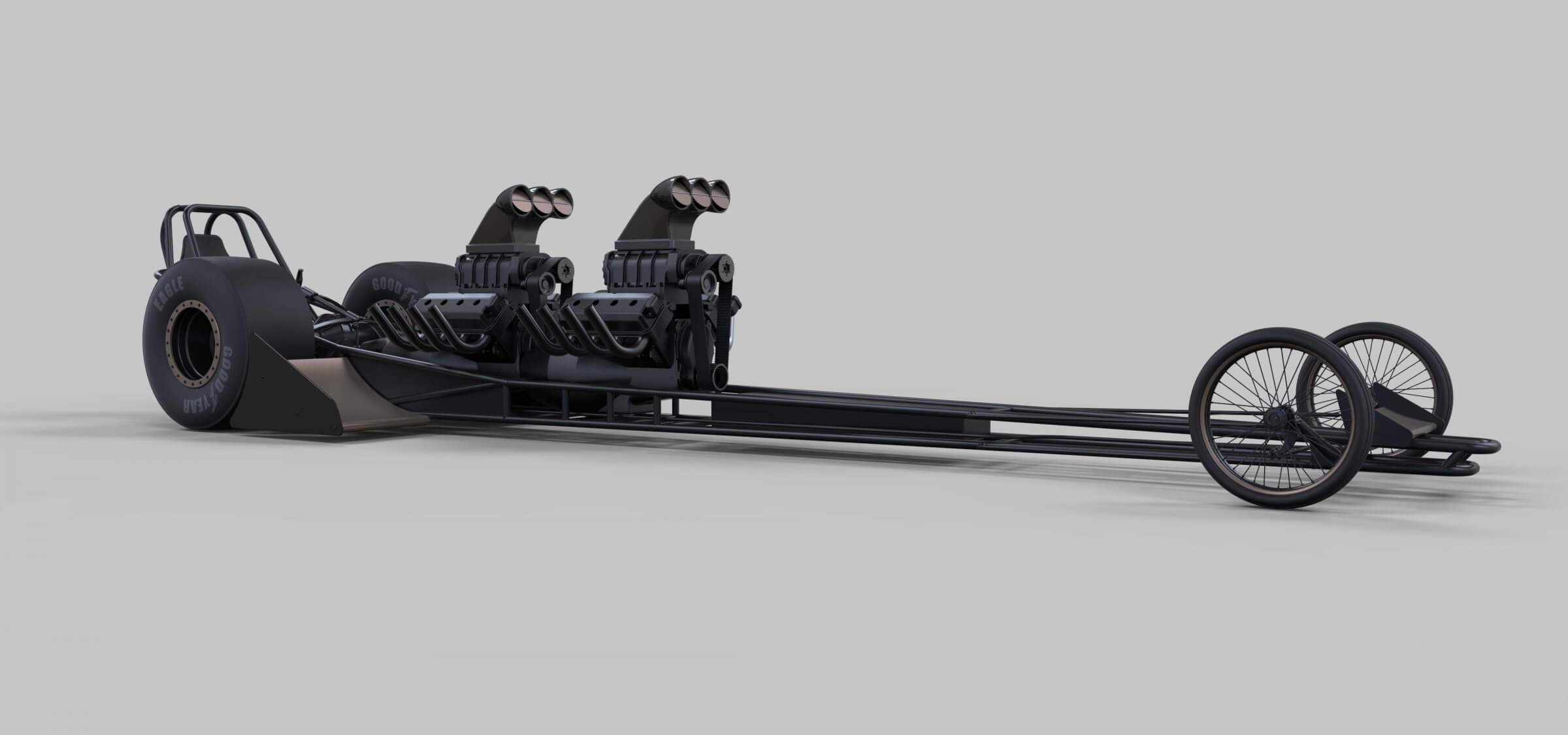 Front Twin Engine Dragster - 3D Model by TechItemsRock