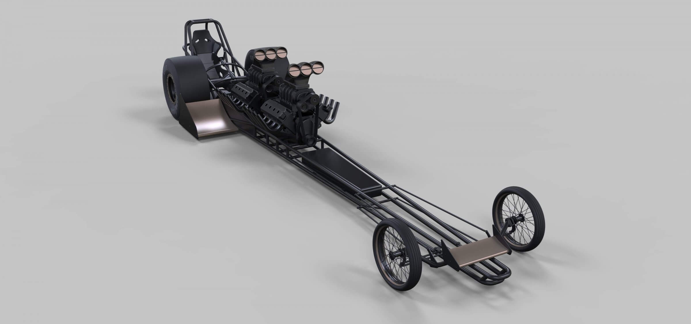 Front Twin Engine Dragster - 3D Model by TechItemsRock