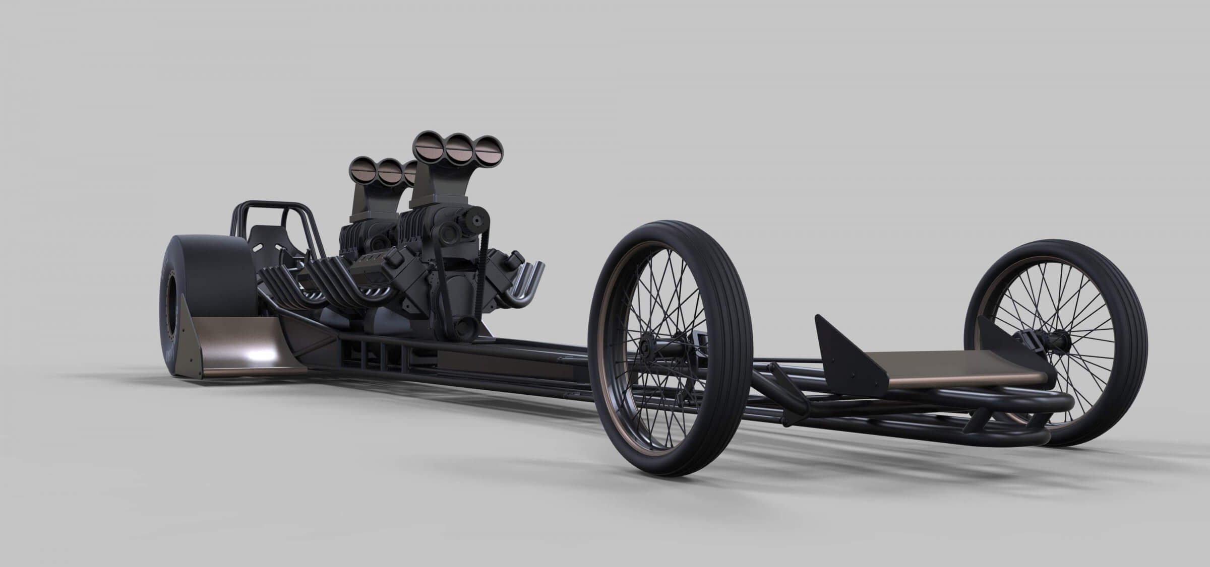 Front Twin Engine Dragster - 3D Model by TechItemsRock