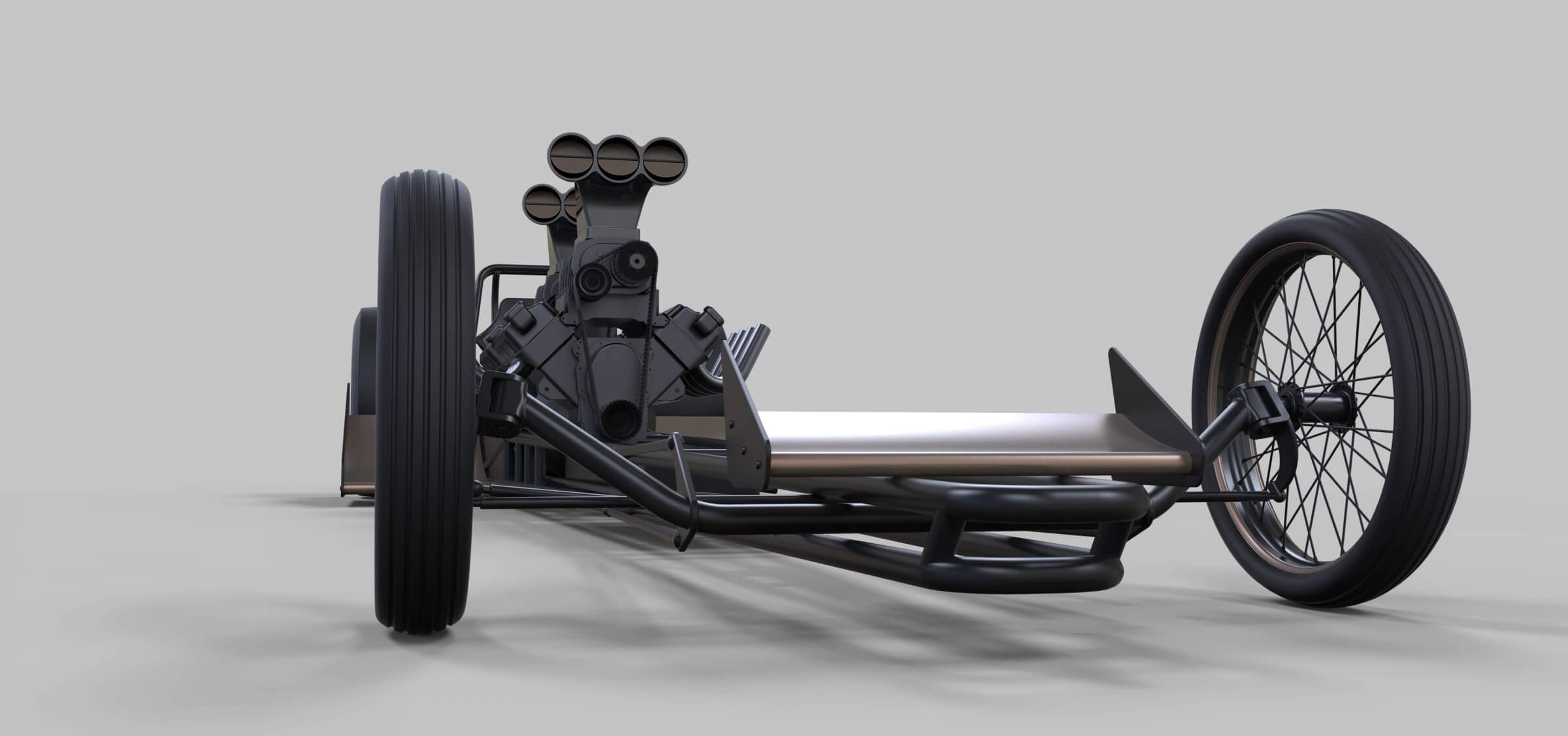 Front Twin Engine Dragster - 3D Model by TechItemsRock