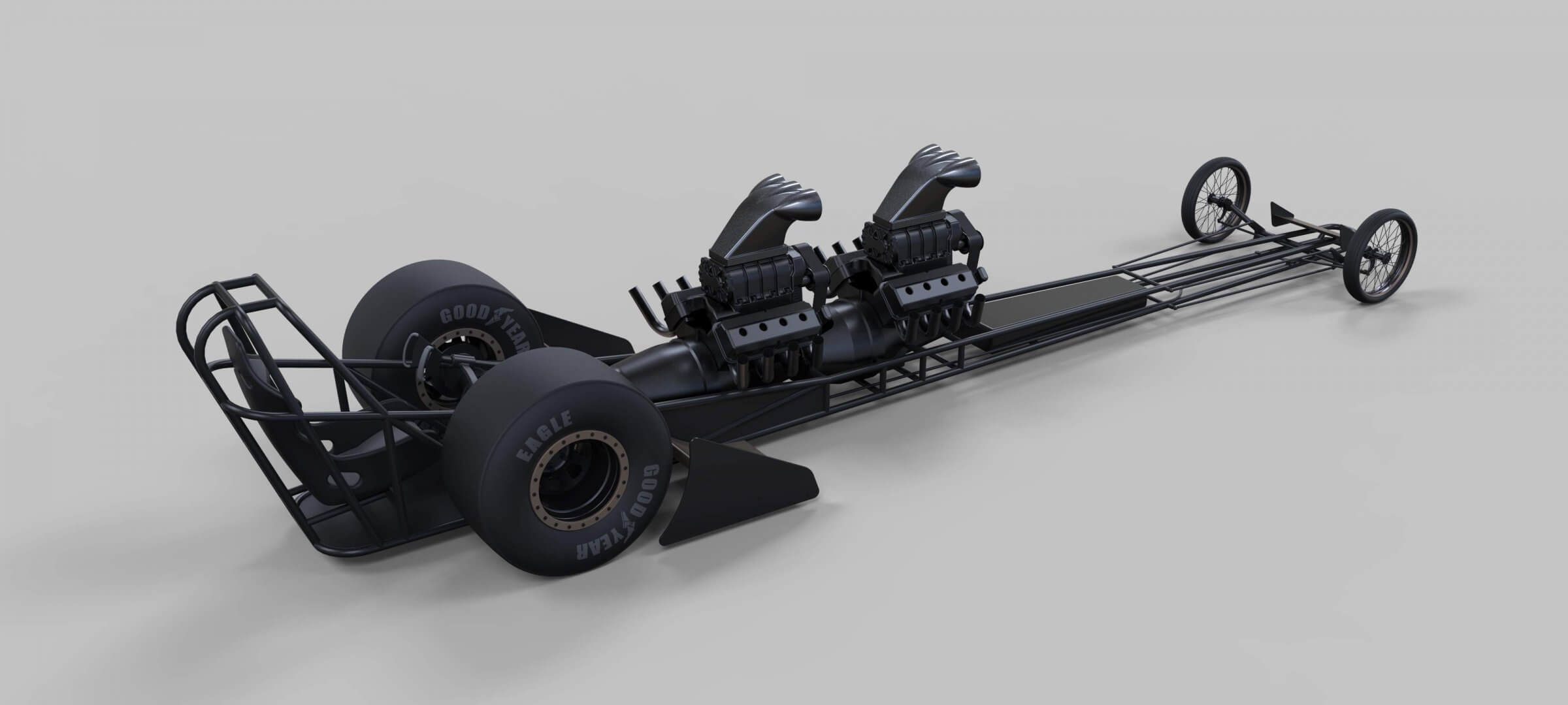 Front Twin Engine Dragster - 3D Model by TechItemsRock