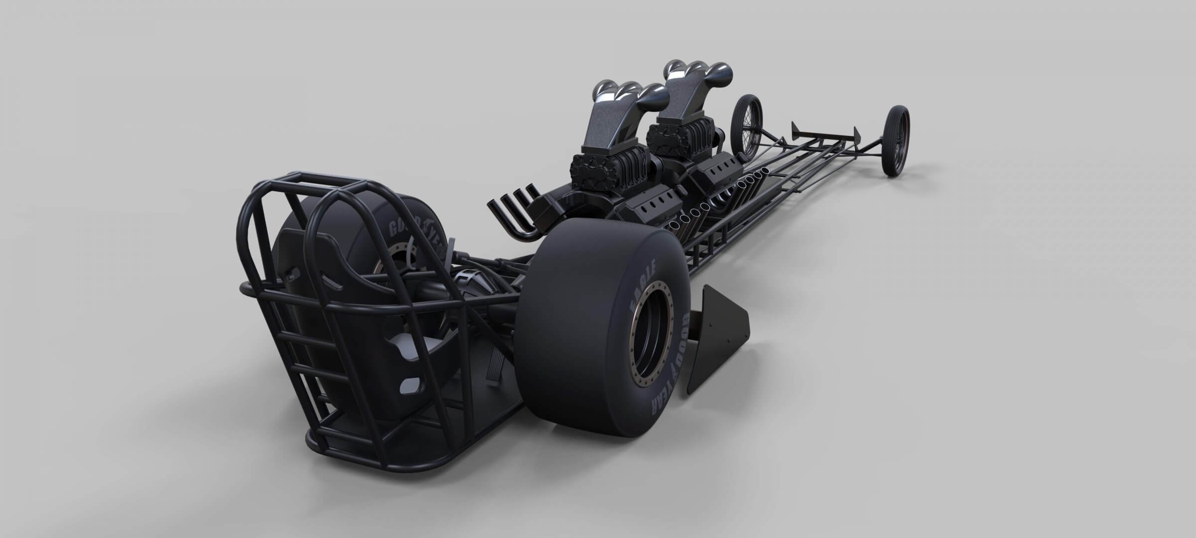 Front Twin Engine Dragster - 3D Model by TechItemsRock