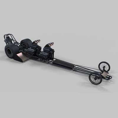 Front Twin Engine Dragster - 3D Model by TechItemsRock