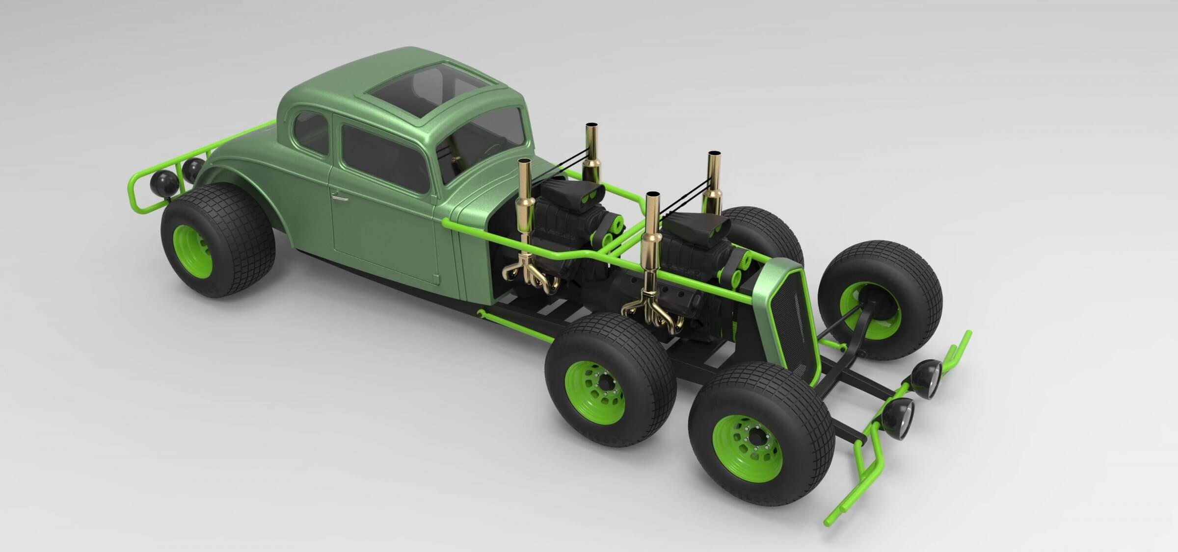 Hot Rod Six Wheeled - 3D Model by TechItemsRock