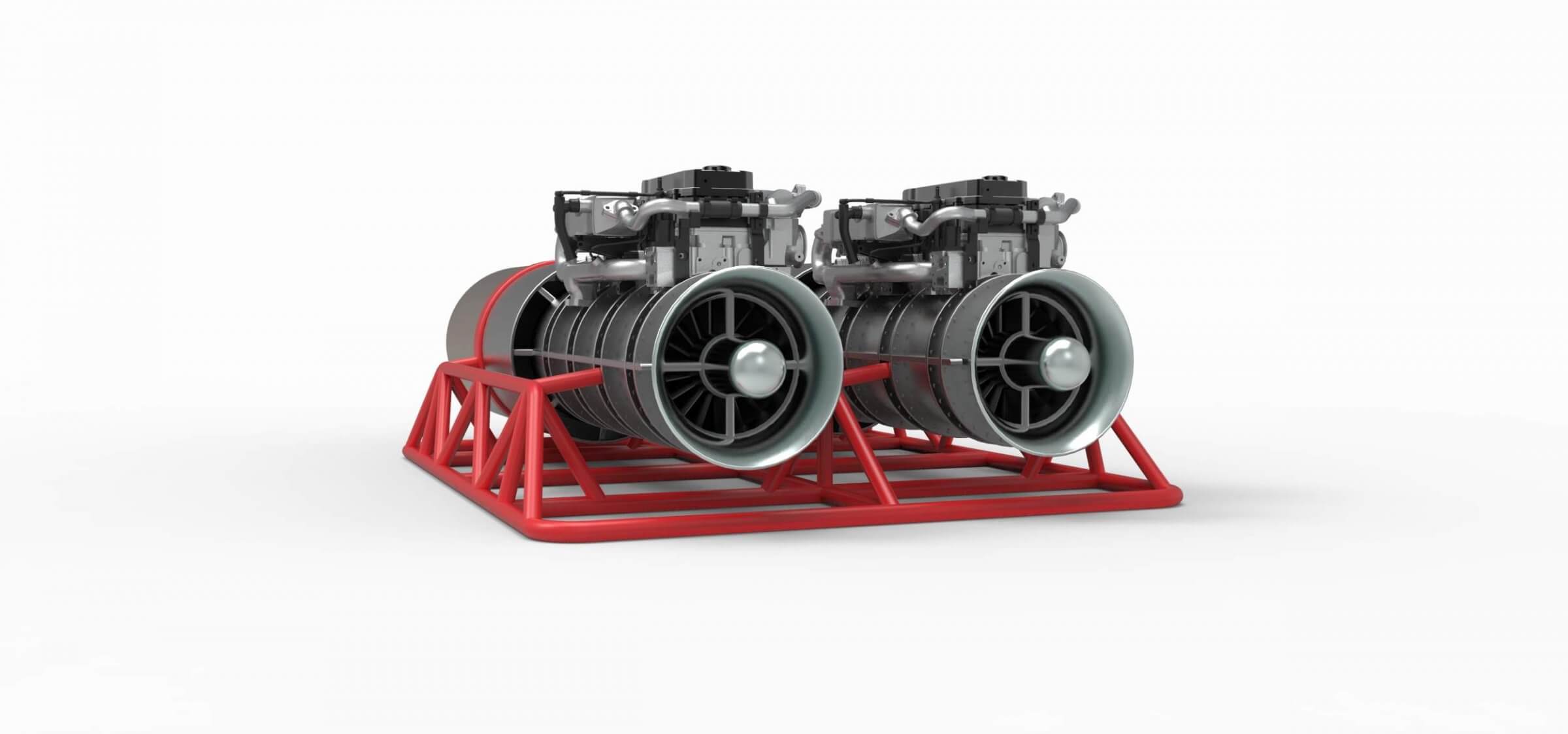 Jet Engines with Frame - 3D Model by TechItemsRock