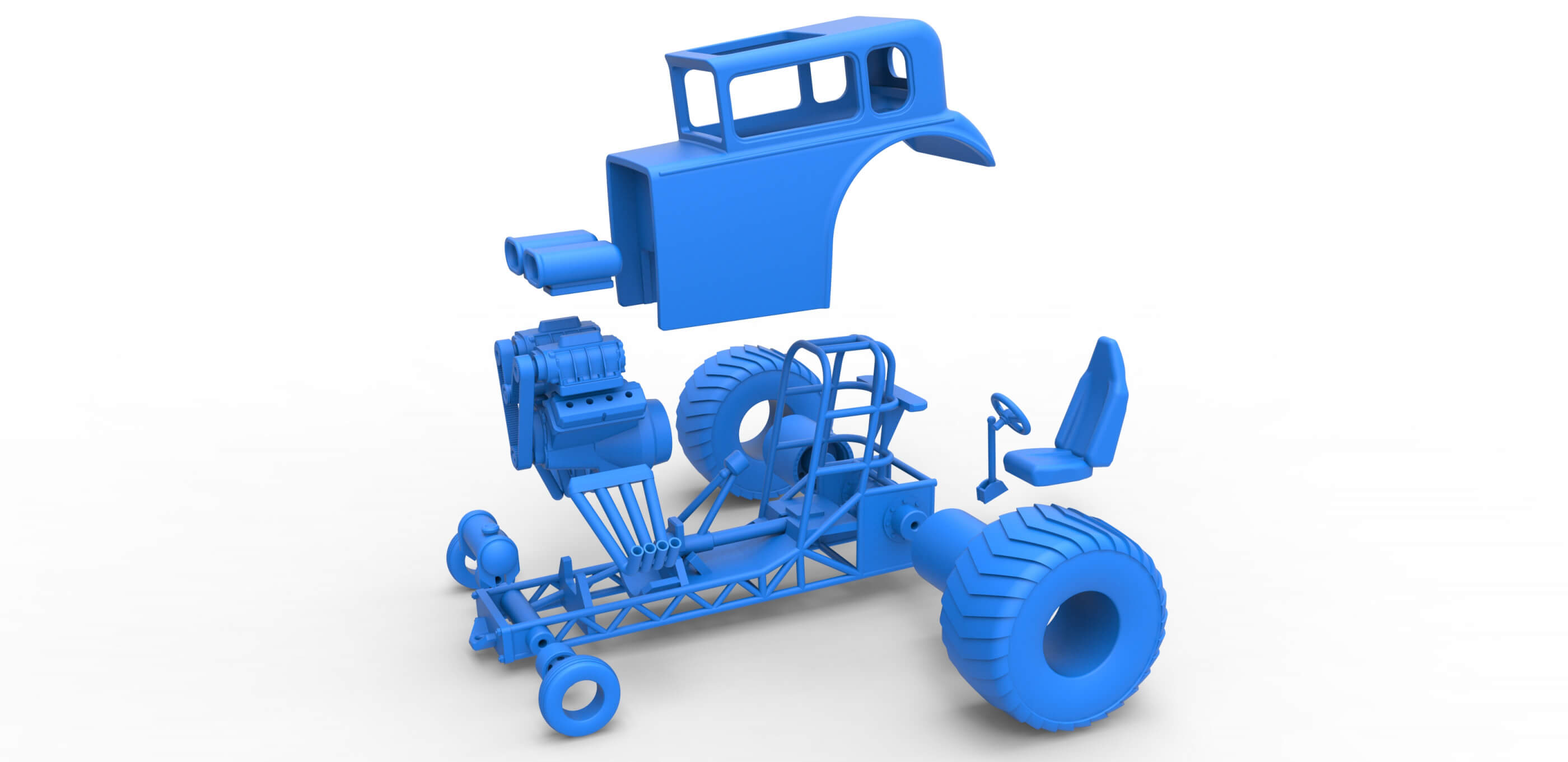 Mini Rod Pulling Tractor 1:25 - 3D Model by TechItemsRock