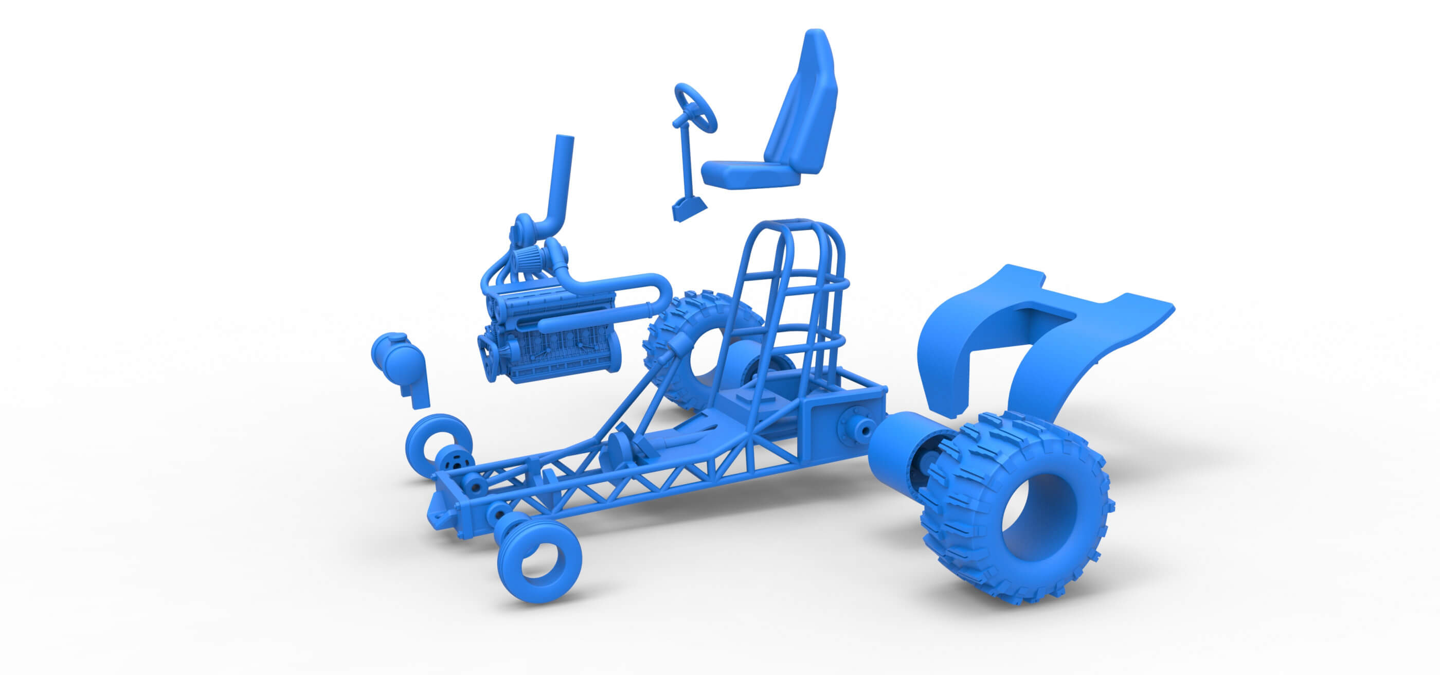 Mini Rod Pulling Tractor 1:25 - 3D Model by TechItemsRock