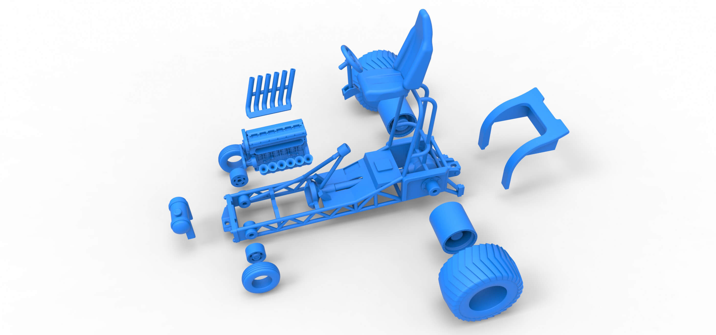 Mini Rod Pulling Tractor 1:25 - 3D Model by TechItemsRock