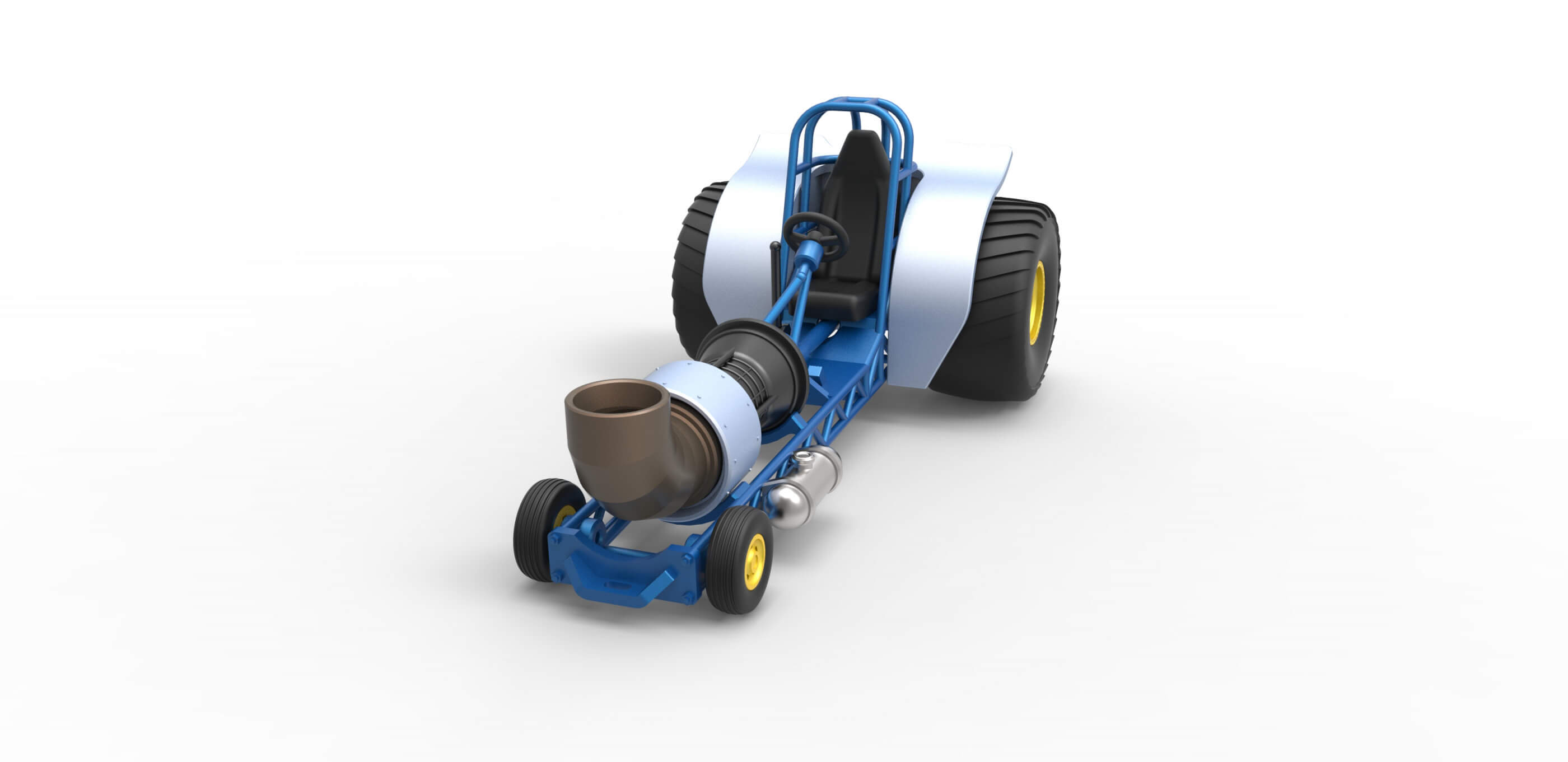 Mini Rod Pulling Tractor With Jet Engine 1:25 - 3D Model by TechItemsRock