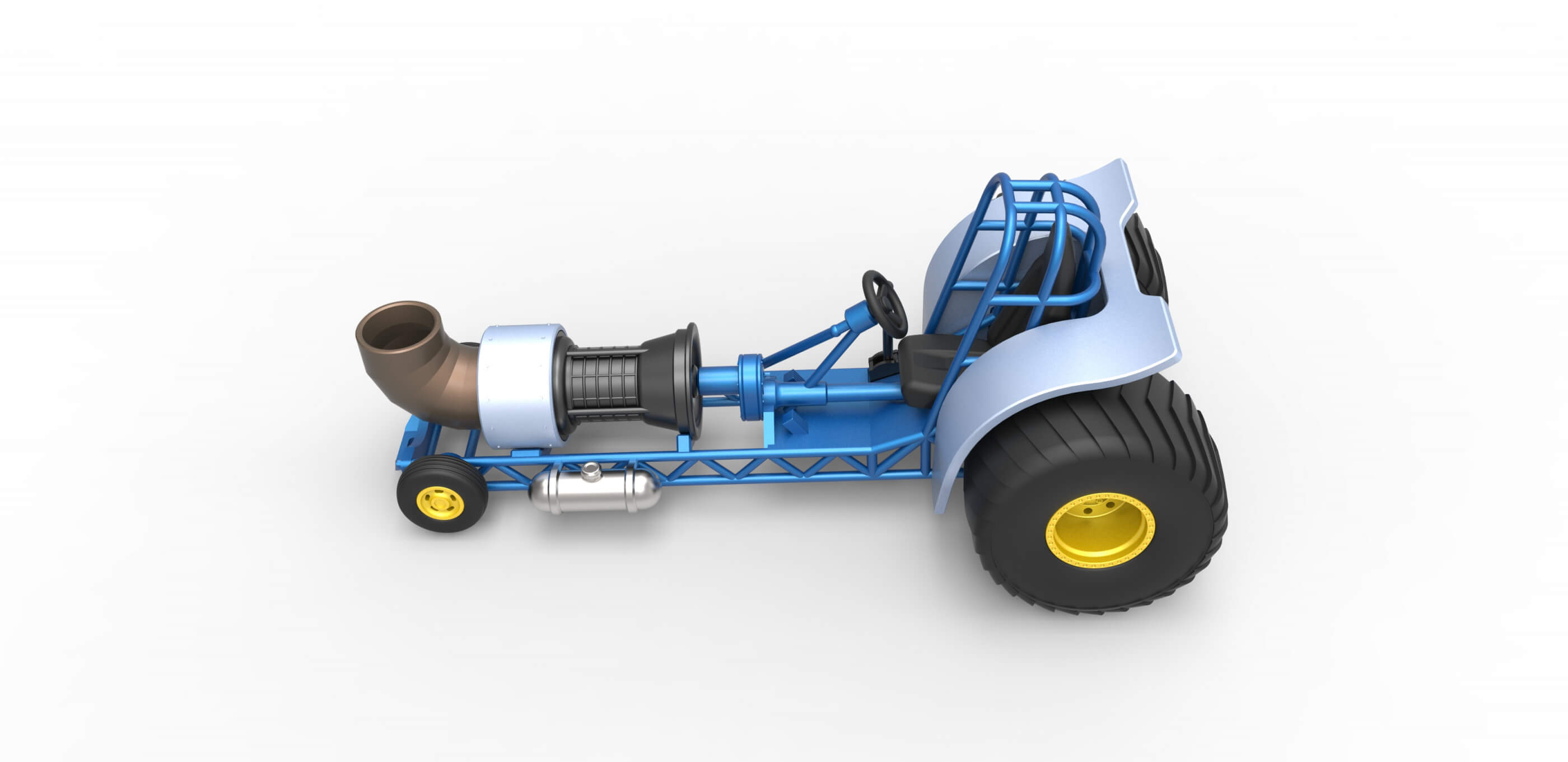 Mini Rod Pulling Tractor With Jet Engine 1:25 - 3D Model by TechItemsRock