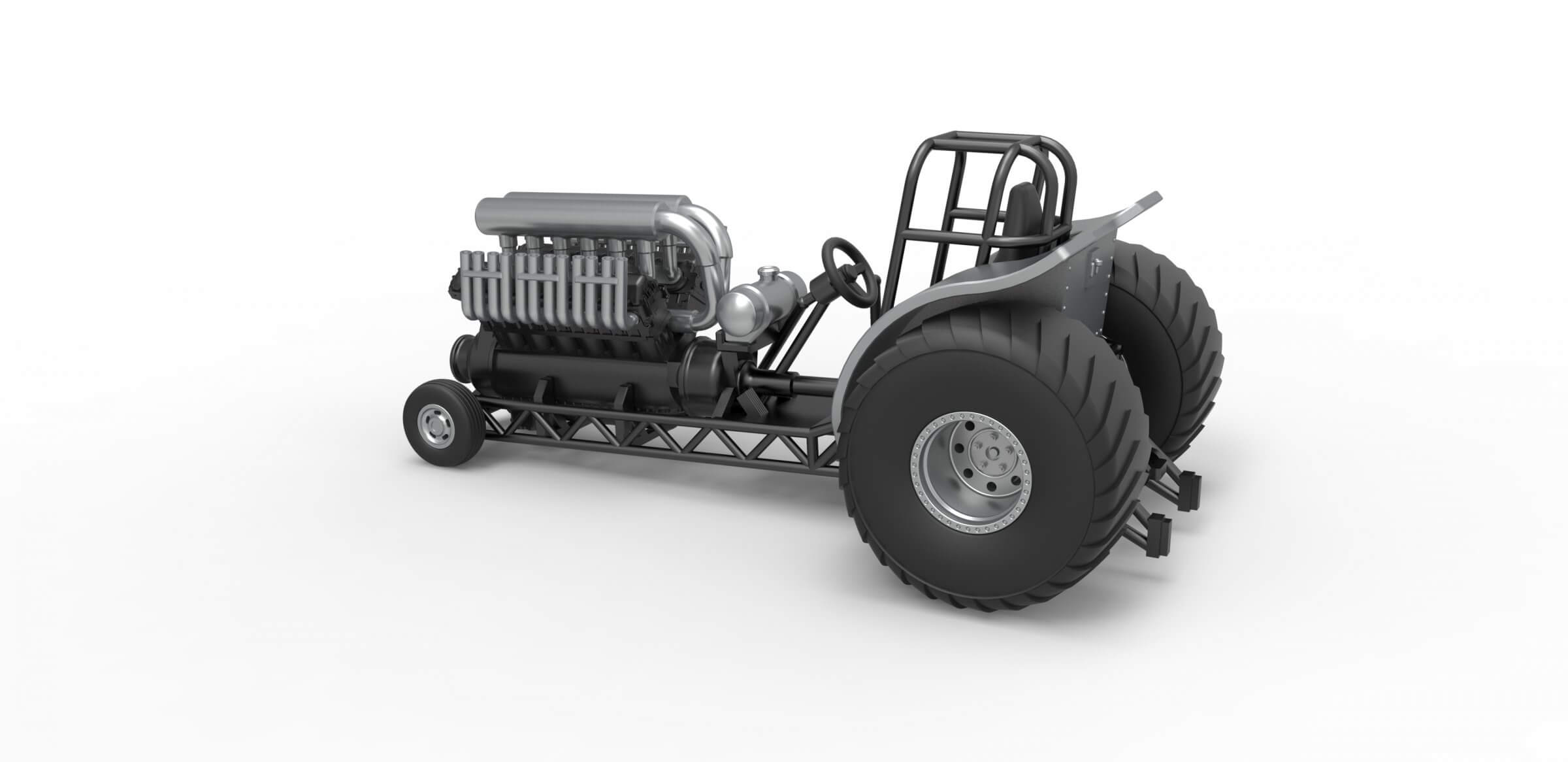 Mini Rod Pulling Tractor with V12 1:25 - 3D Model by TechItemsRock