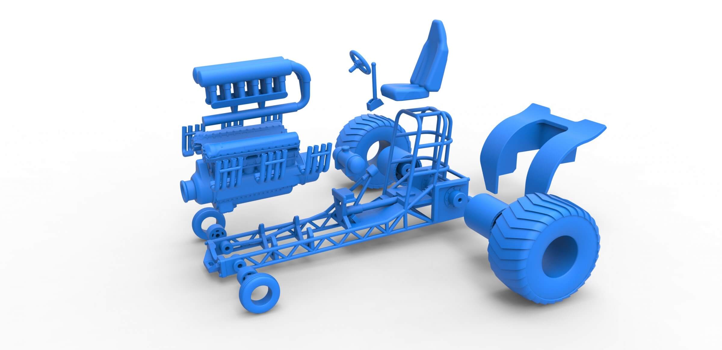 Mini Rod Pulling Tractor with V12 1:25 - 3D Model by TechItemsRock