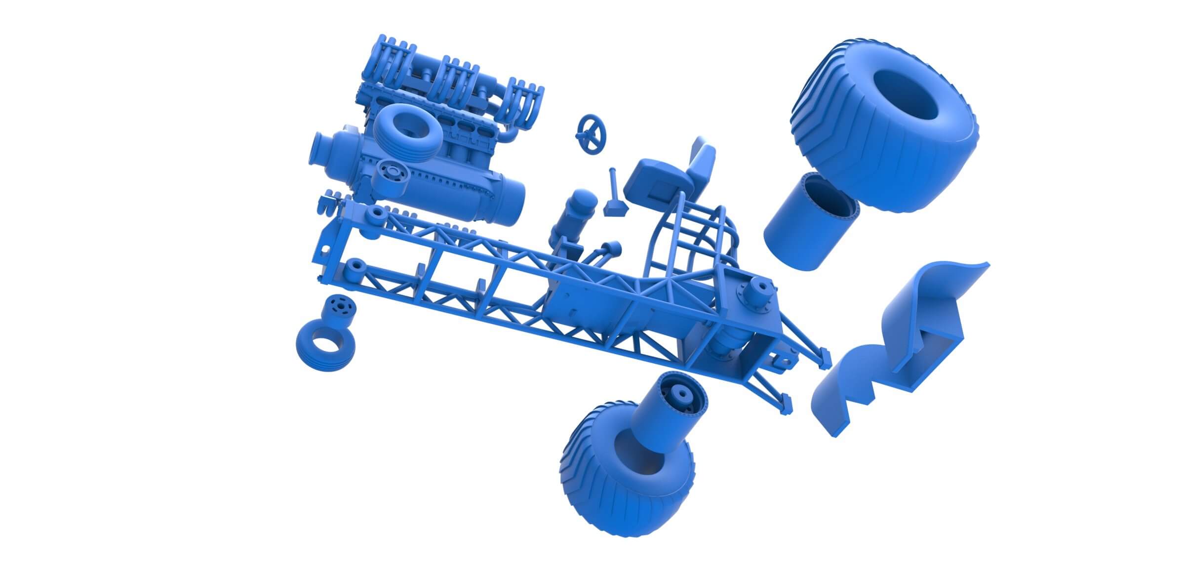 Mini Rod Pulling Tractor with V12 1:25 - 3D Model by TechItemsRock