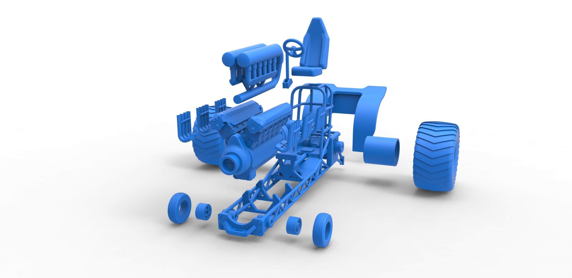 Mini Rod Pulling Tractor with V12 1:25 - 3D Model by TechItemsRock