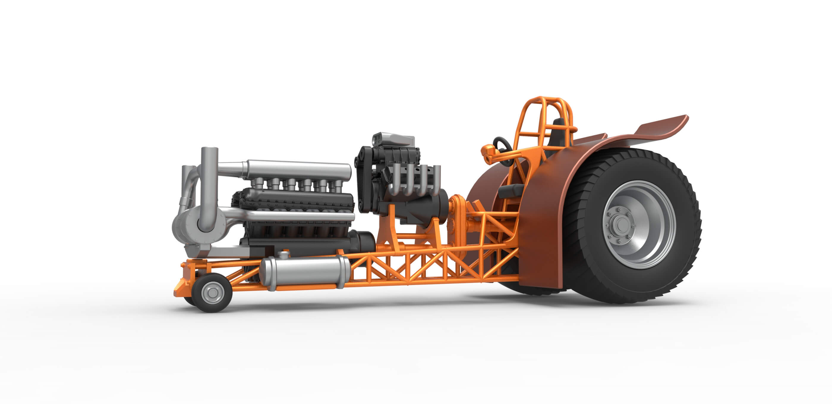 Pulling Tractor V12 and V8 Engines 1:25 - 3D Model by TechItemsRock