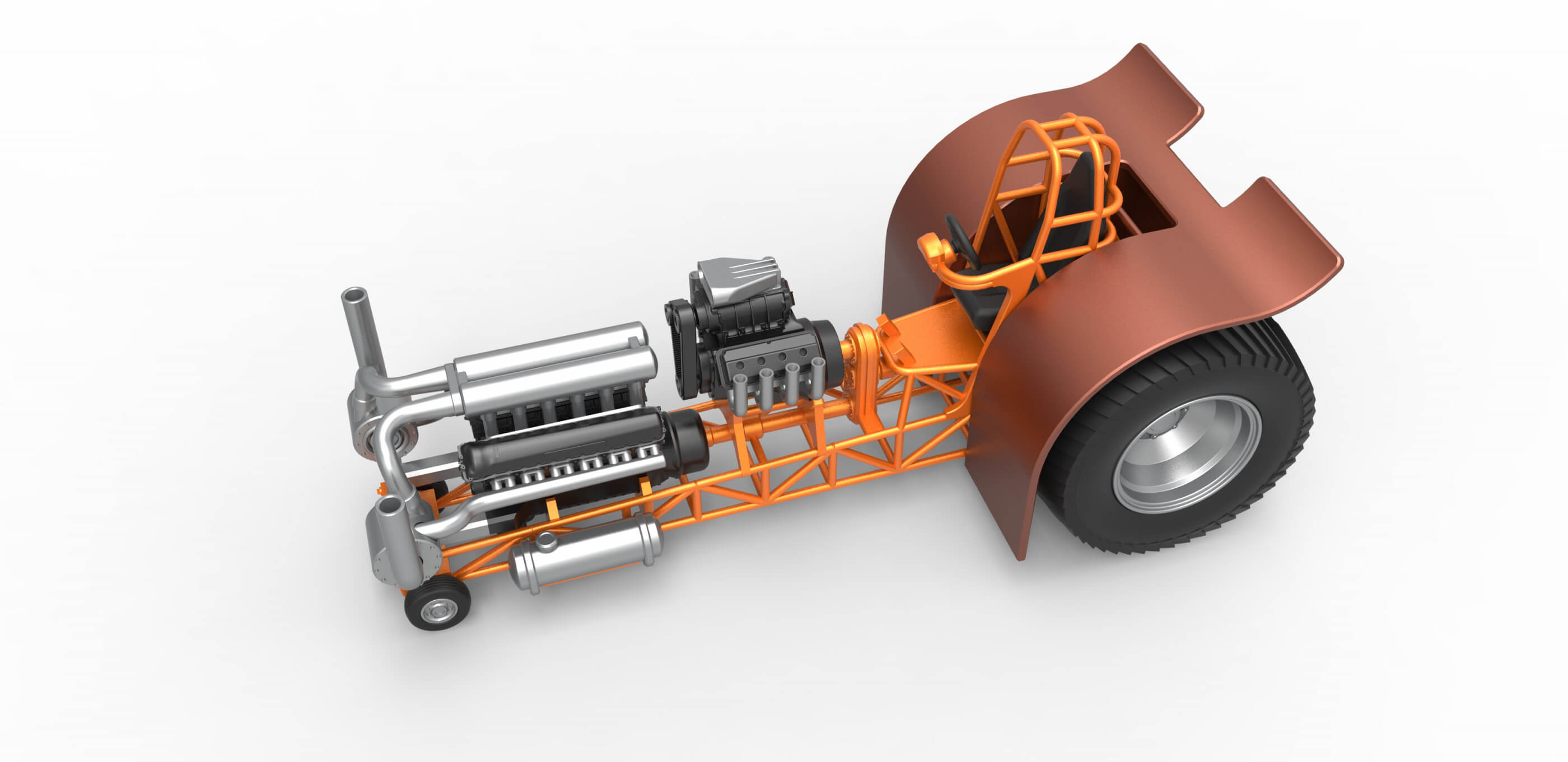 Pulling Tractor V12 and V8 Engines 1:25 - 3D Model by TechItemsRock
