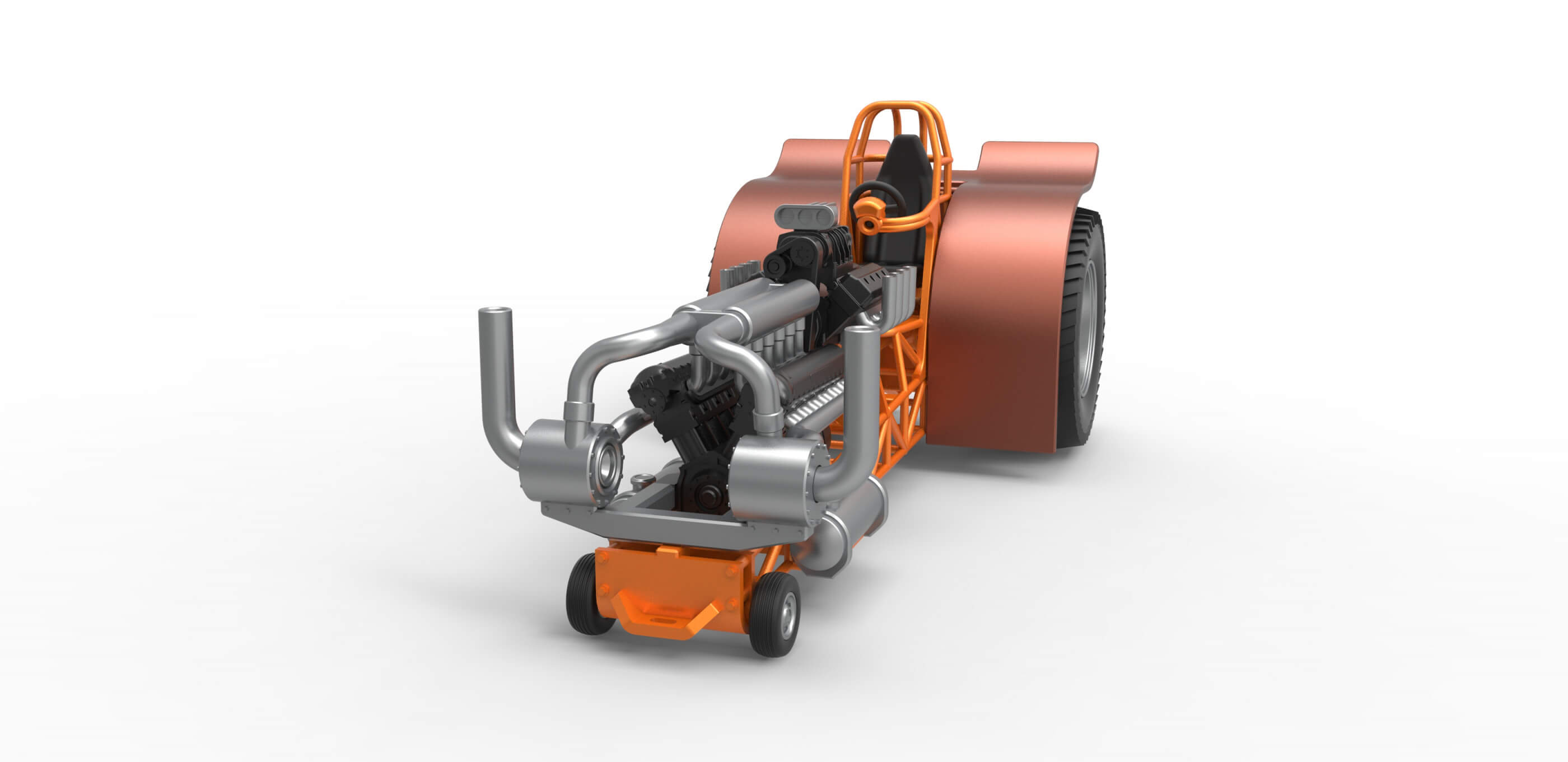 Pulling Tractor V12 and V8 Engines 1:25 - 3D Model by TechItemsRock