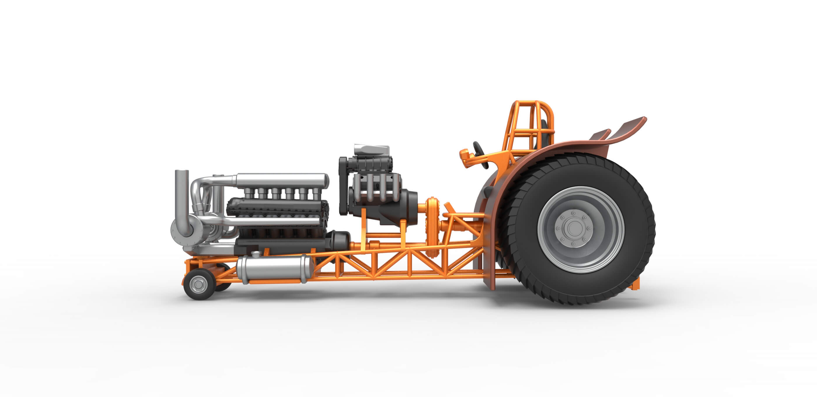Pulling Tractor V12 and V8 Engines 1:25 - 3D Model by TechItemsRock