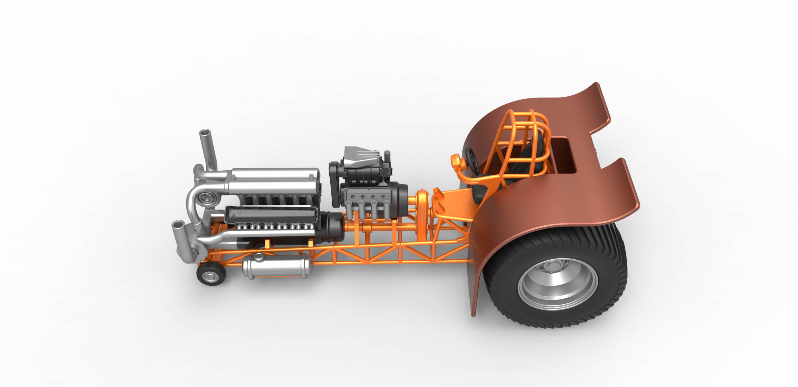 Pulling Tractor V12 and V8 Engines 1:25 - 3D Model by TechItemsRock