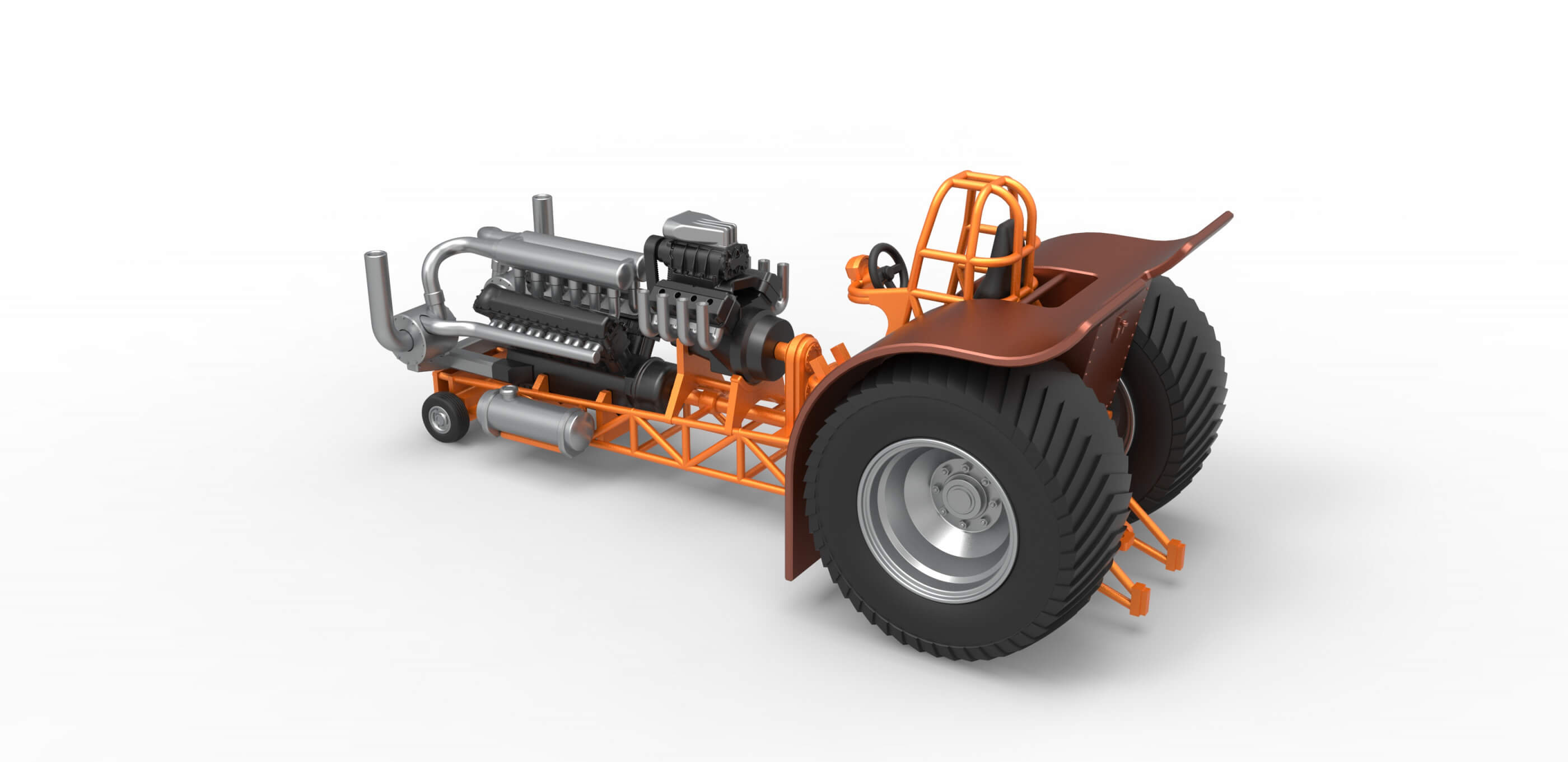Pulling Tractor V12 and V8 Engines 1:25 - 3D Model by TechItemsRock