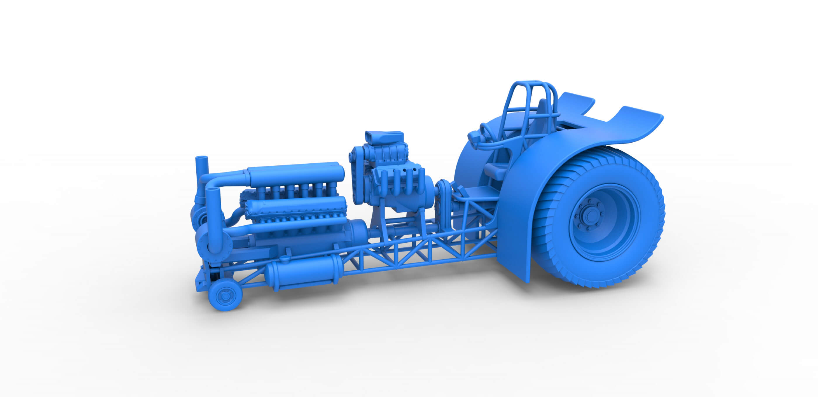 Pulling Tractor V12 and V8 Engines 1:25 - 3D Model by TechItemsRock