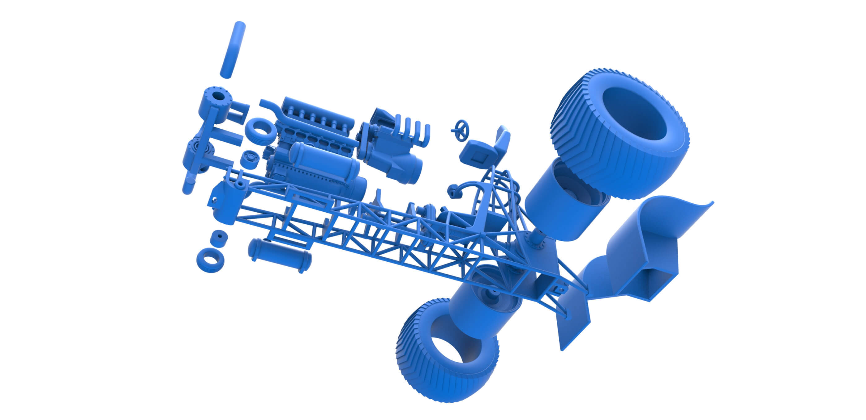 Pulling Tractor V12 and V8 Engines 1:25 - 3D Model by TechItemsRock